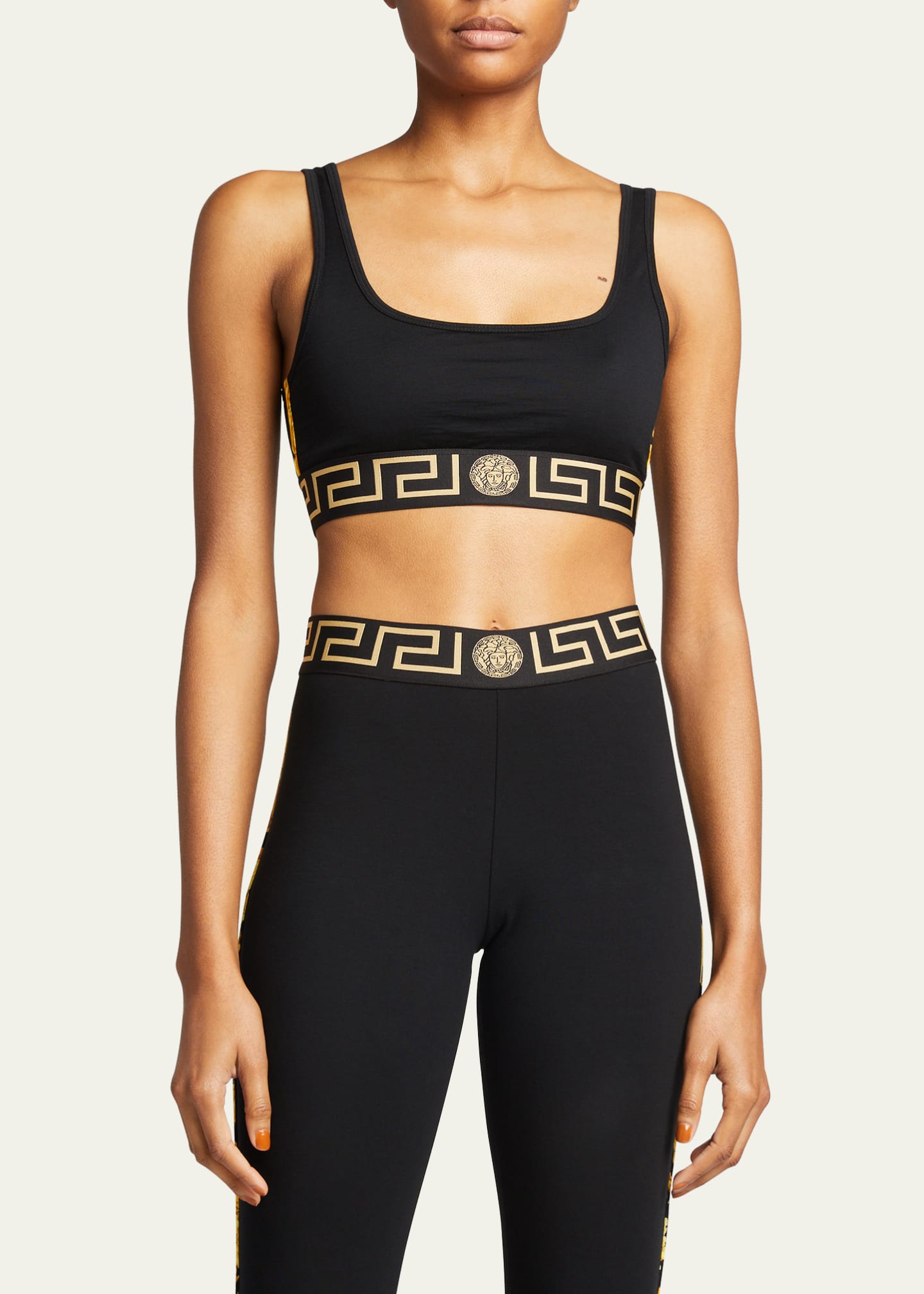 Versace Greca Border Cotton Sports Bra - Bergdorf Goodman
