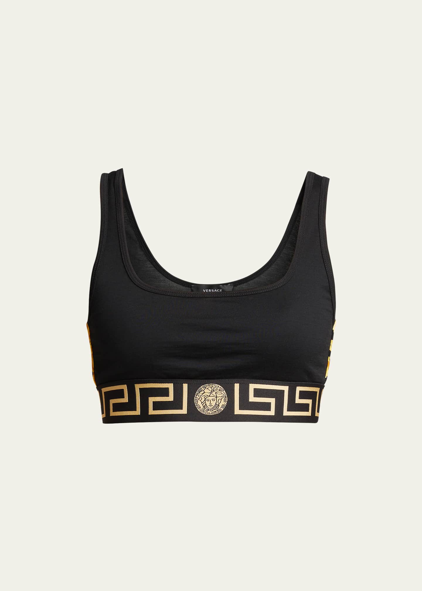 Versace Greca Border Cotton Sports Bra - Bergdorf Goodman