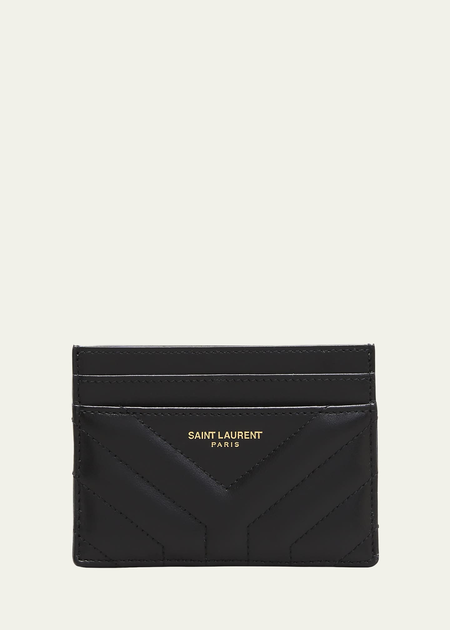 Saint Laurent YSL Chevron Quilted Card Case - Bergdorf Goodman