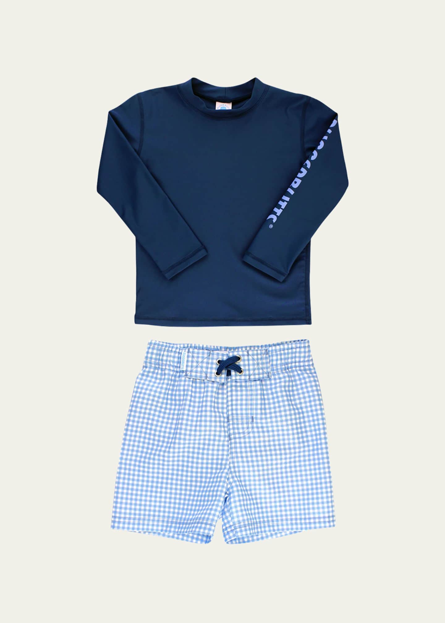 RuggedButts Boy's Solid Rash Guard w/ Printed Swim Trunks, Size 3M-7 ...