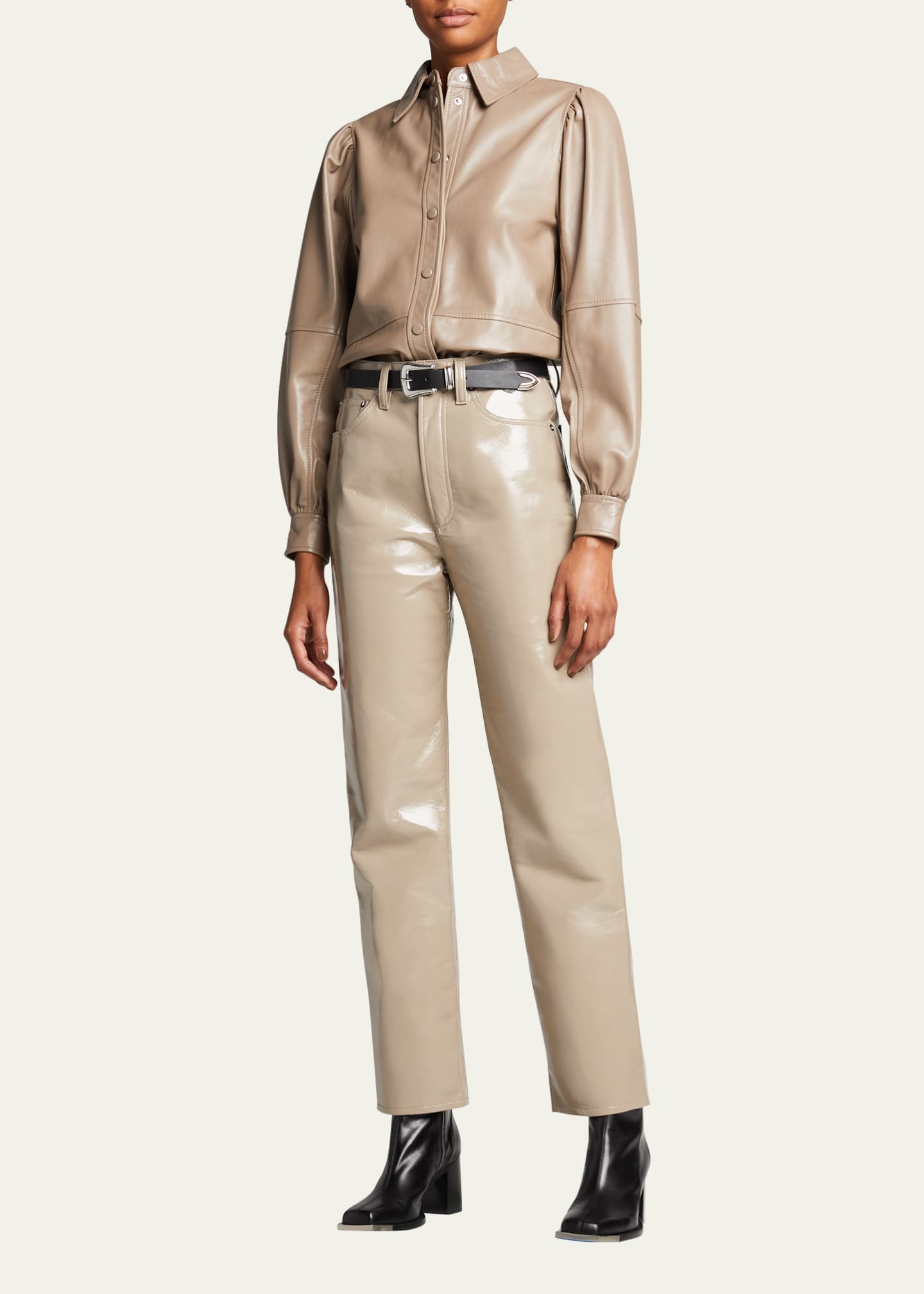 AGOLDE Recycled Leather 90s Pinched-Waist Pants - Bergdorf Goodman
