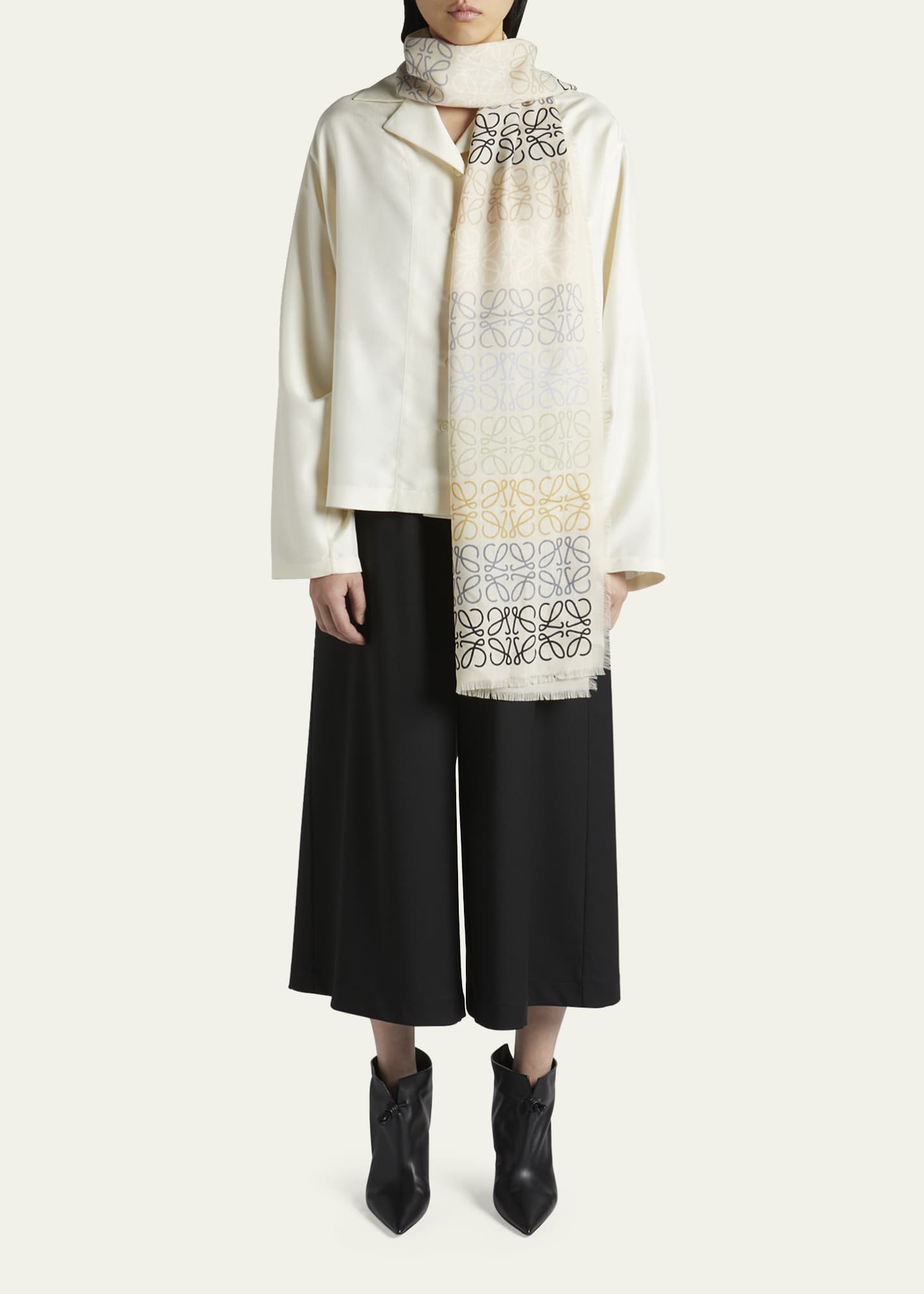 Loewe Multicolor Anagram Lines Wool-Blend Scarf - Bergdorf Goodman