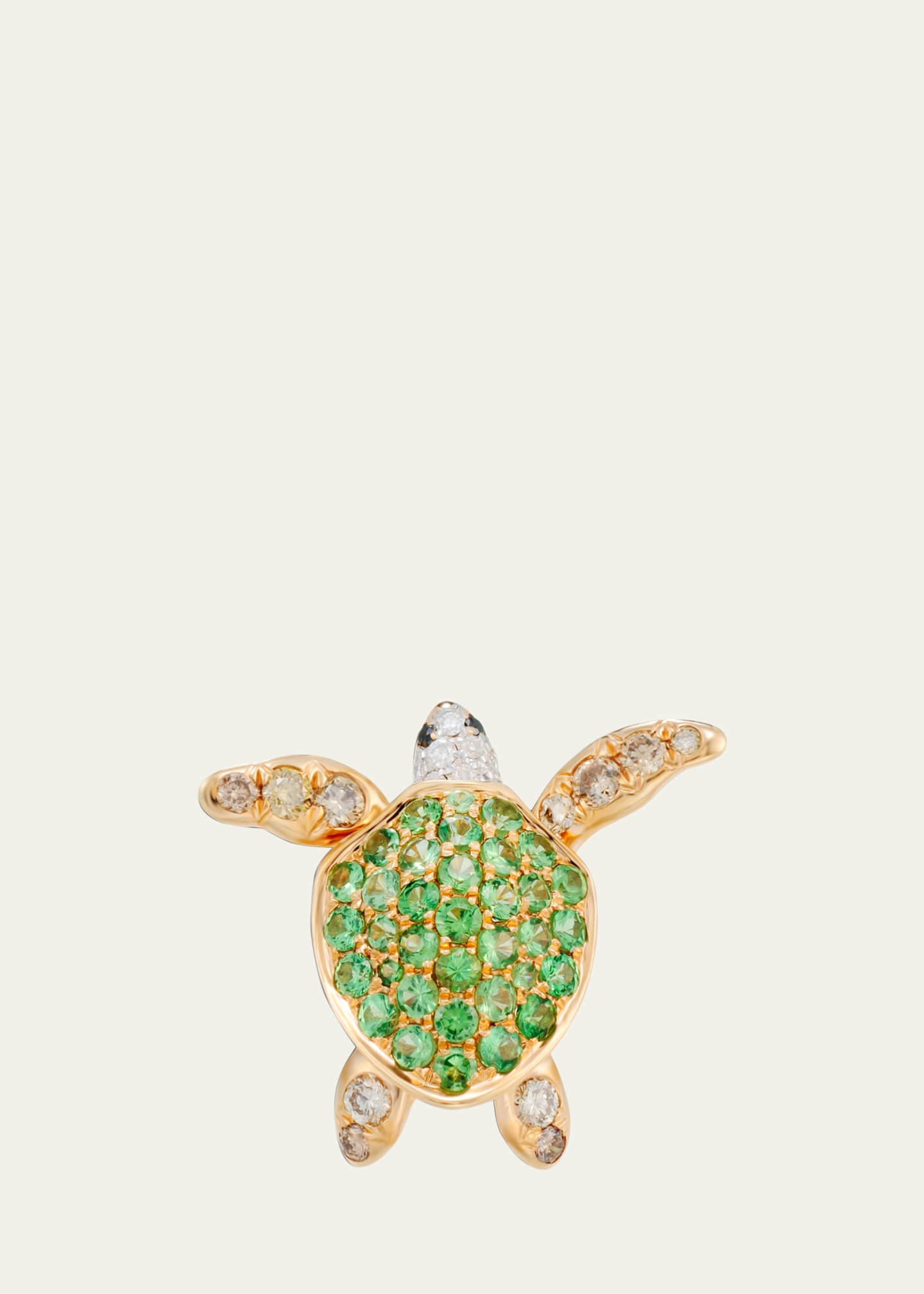 Mio Harutaka Green Garnet Turtle Earring, Single - Bergdorf Goodman