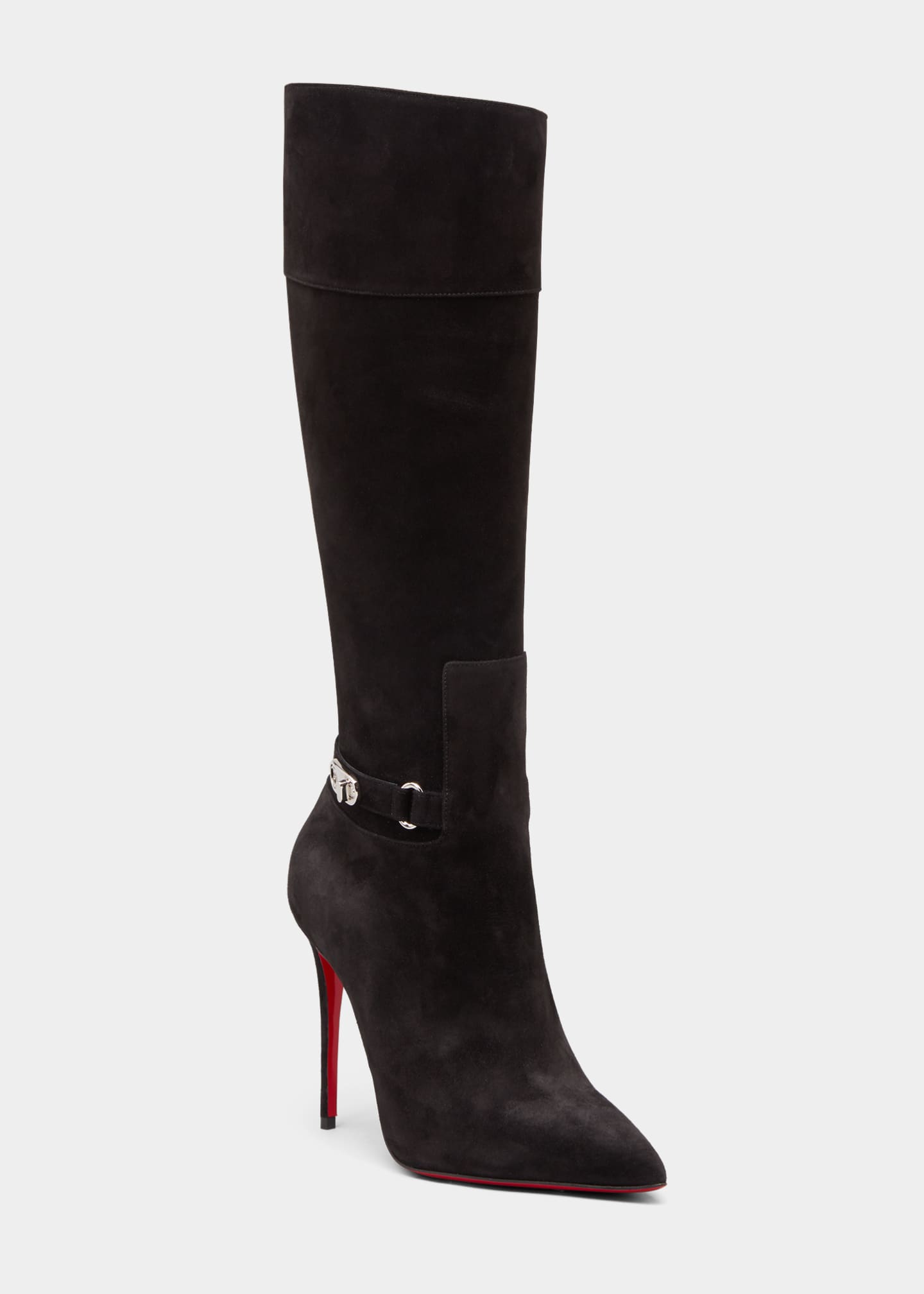 Christian Louboutin Lock Kate Suede Tall Red Sole Boots - Bergdorf Goodman