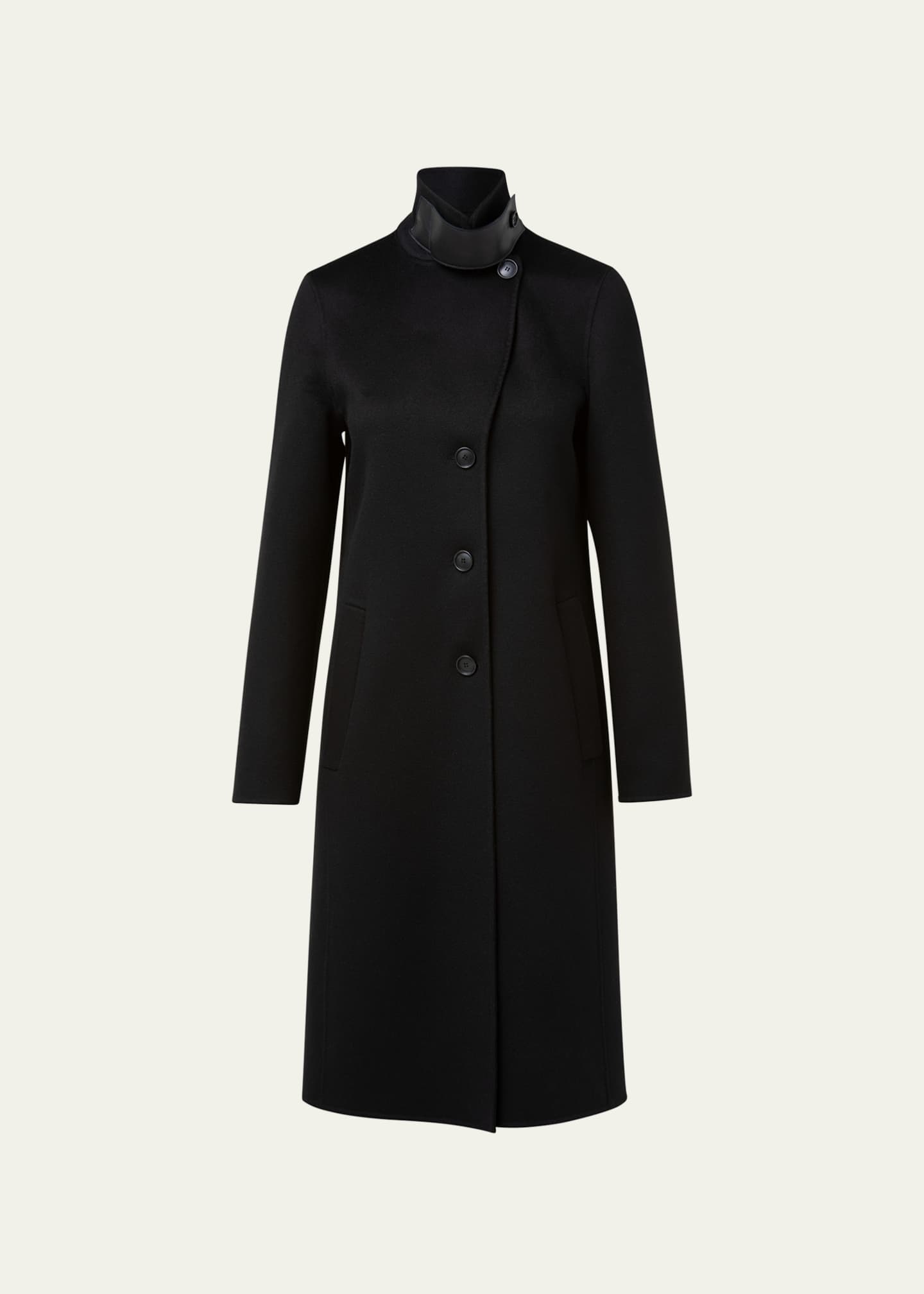 Akris Cashmere Double-Face Coat w/ Leather Strap - Bergdorf Goodman