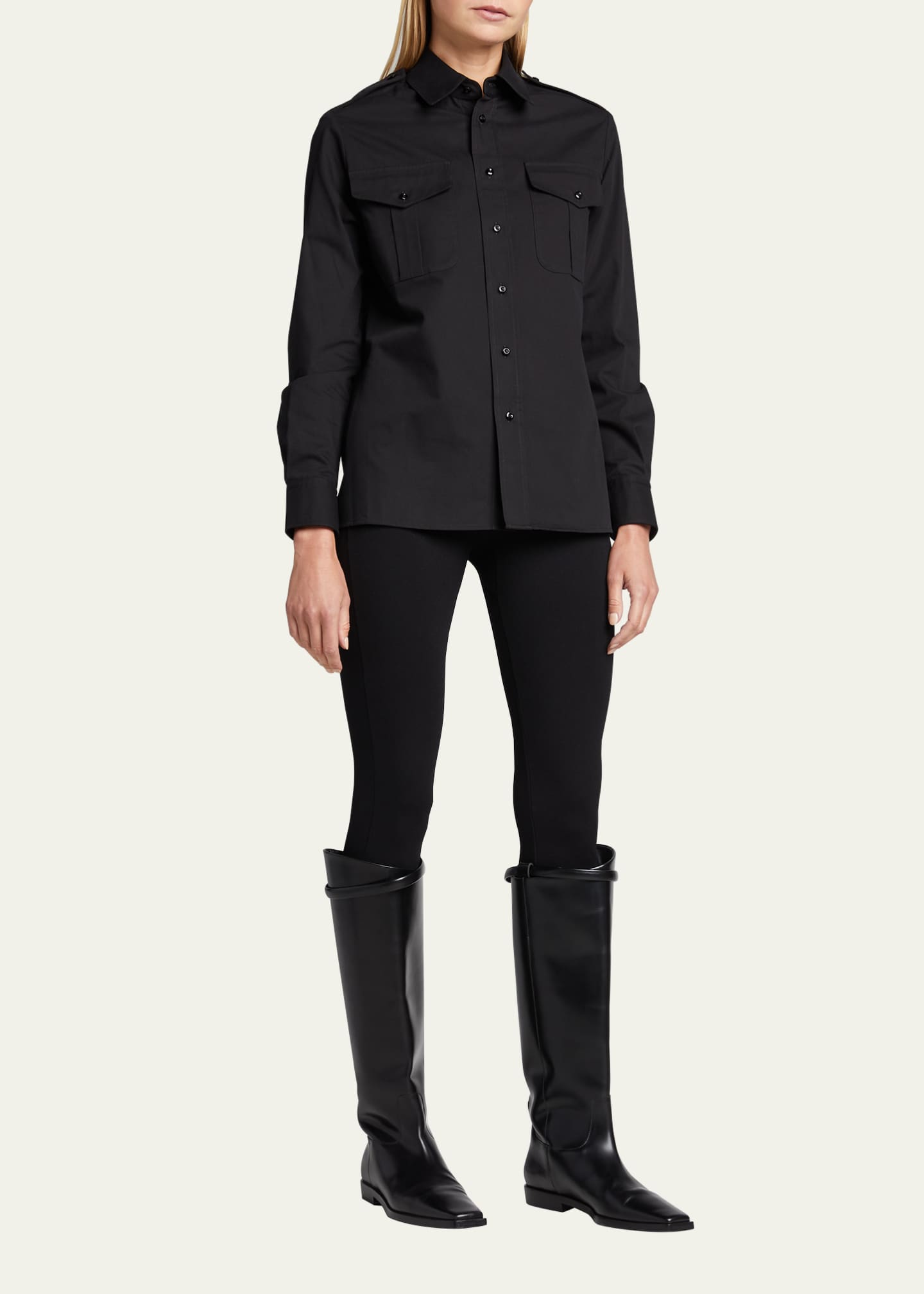 Toteme Square-Toe Leather Riding Boots - Bergdorf Goodman Toteme Square-Toe Leather Riding Boots - Bergdorf Goodman