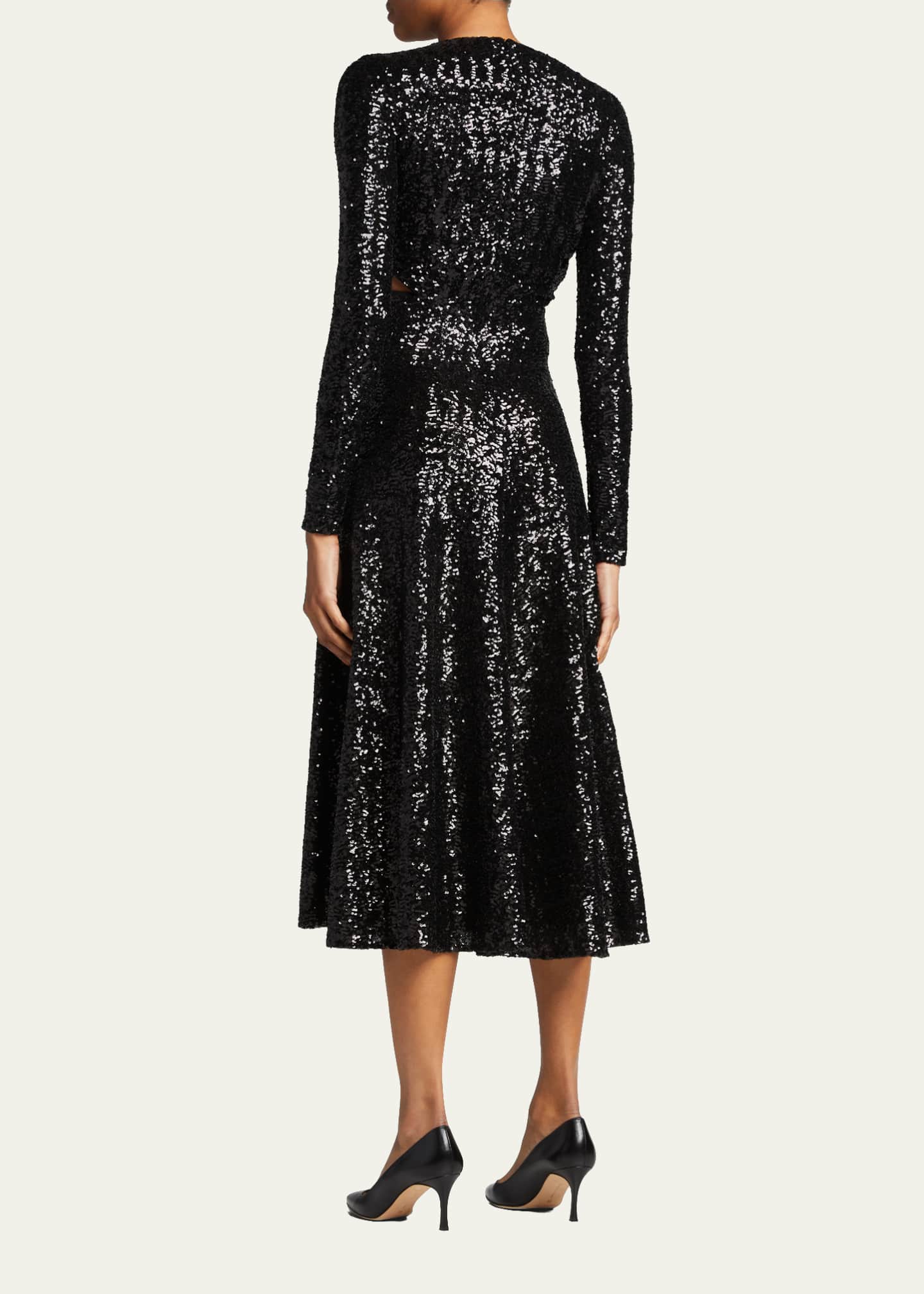 Michael Kors Collection Twist Cutout Recycled Sequin Midi Dress