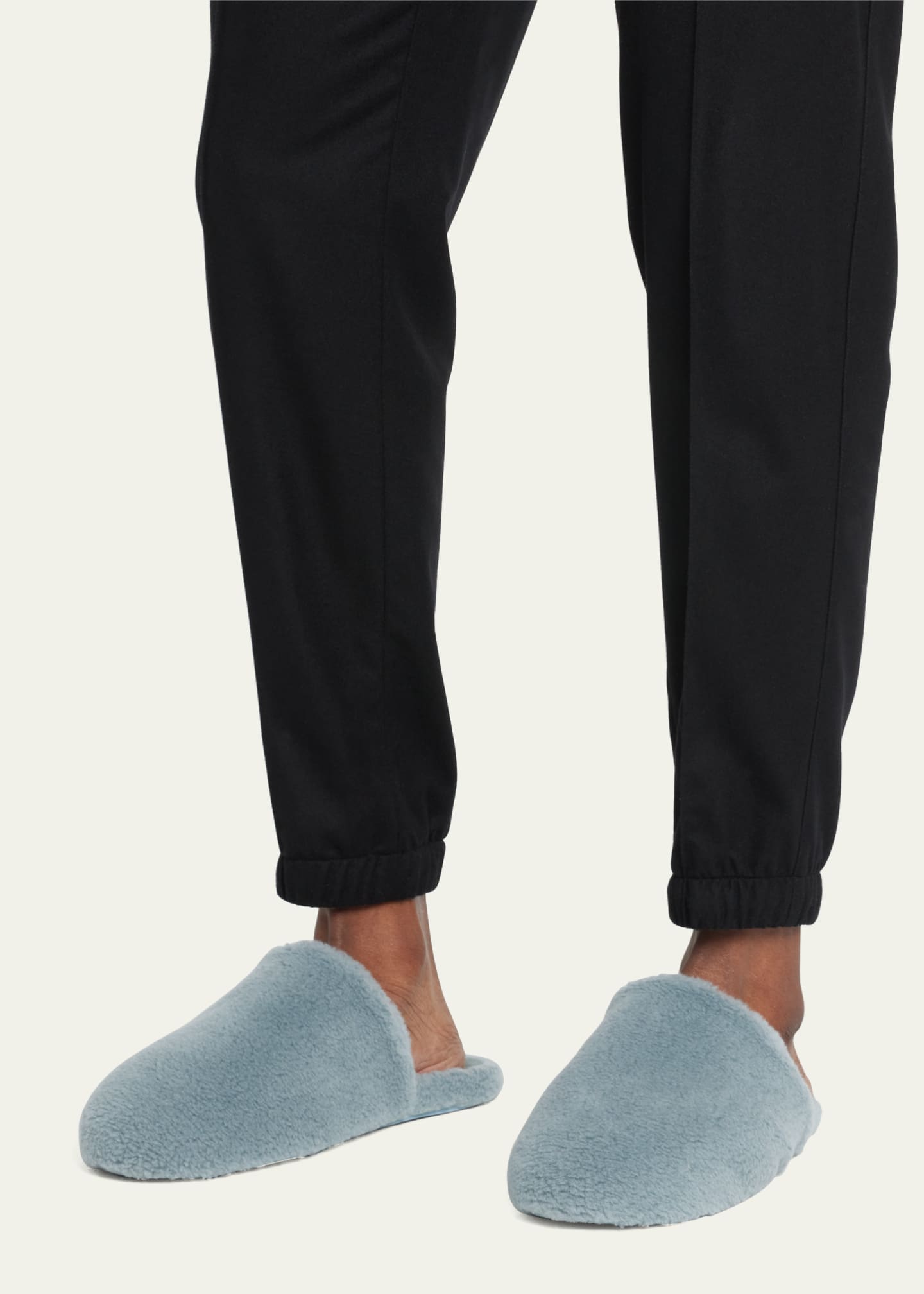 Loro Piana Men's Wintercozy Cashmere Faux Fur Slippers - Bergdorf Goodman