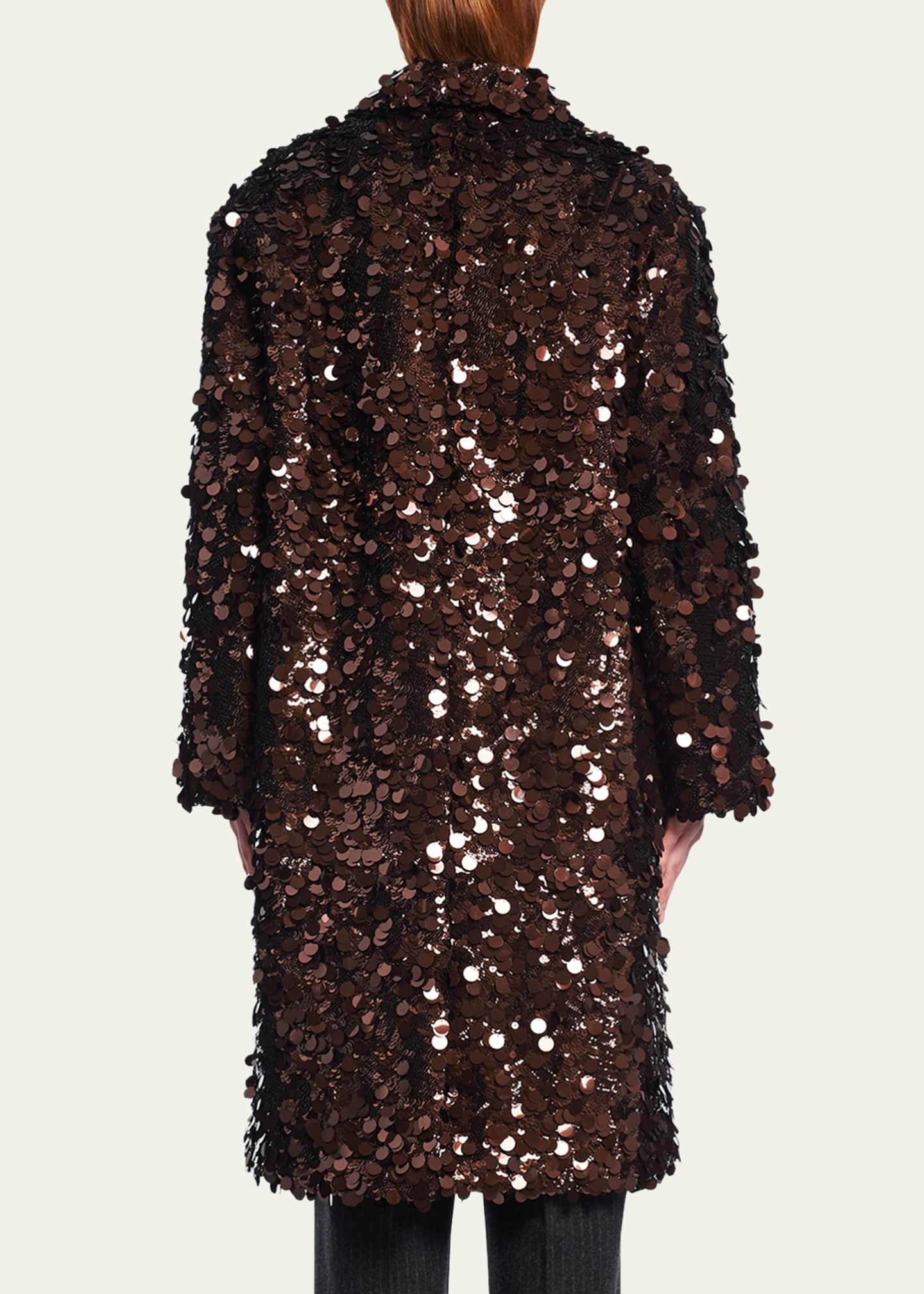 Prada Sequin-Embroidered Oversized Long Coat - Bergdorf Goodman