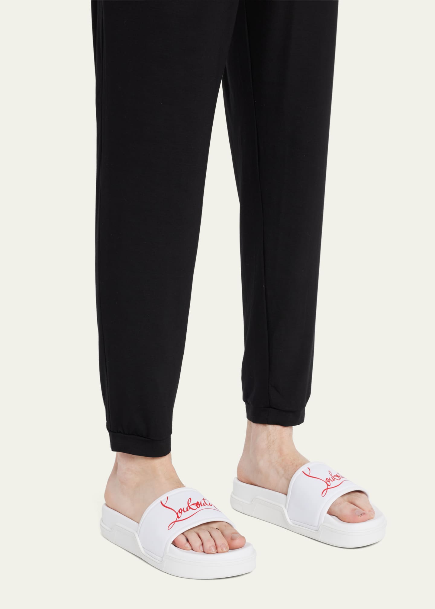 Christian Louboutin Men's Logo Pool Slides - Bergdorf Goodman