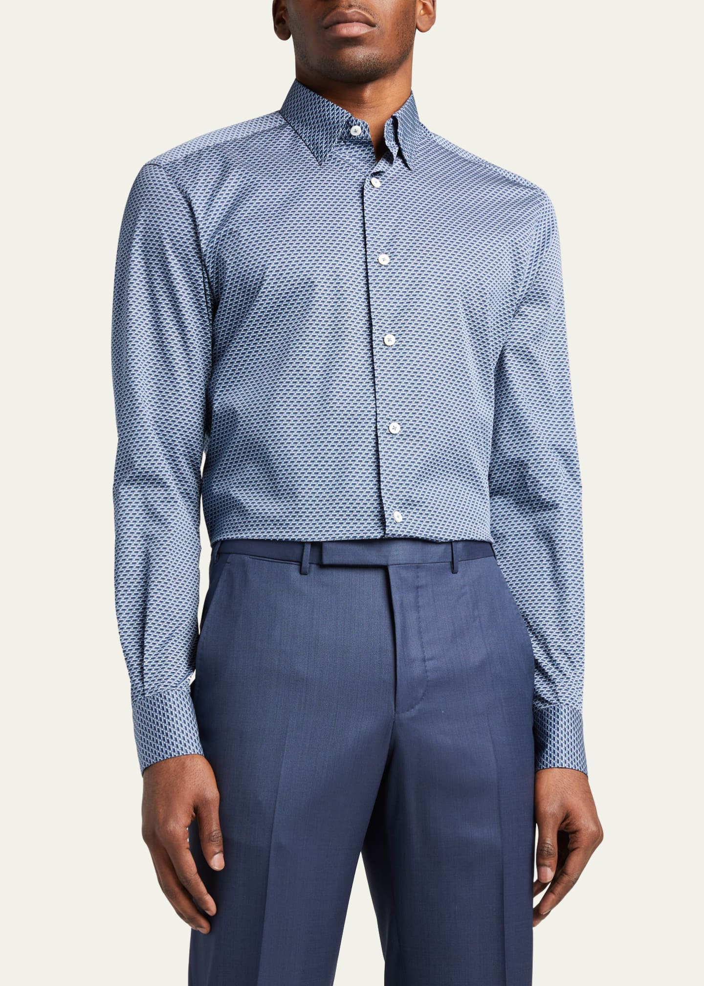 ZEGNA Men's Avio Geo-Print Sport Shirt - Bergdorf Goodman