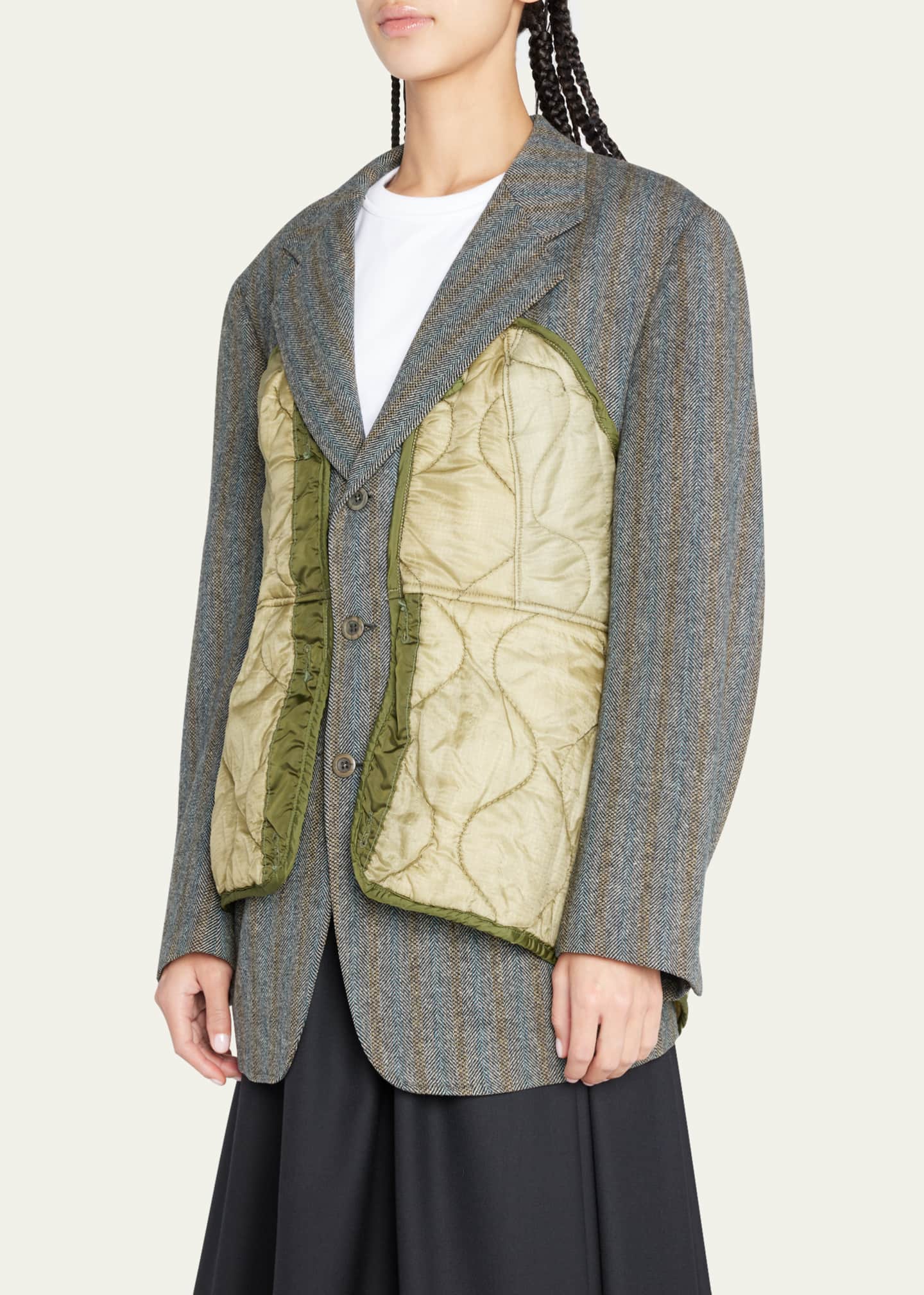 Rentrayage Quilted Bustier Combo Striped Wool Blazer - Bergdorf Goodman