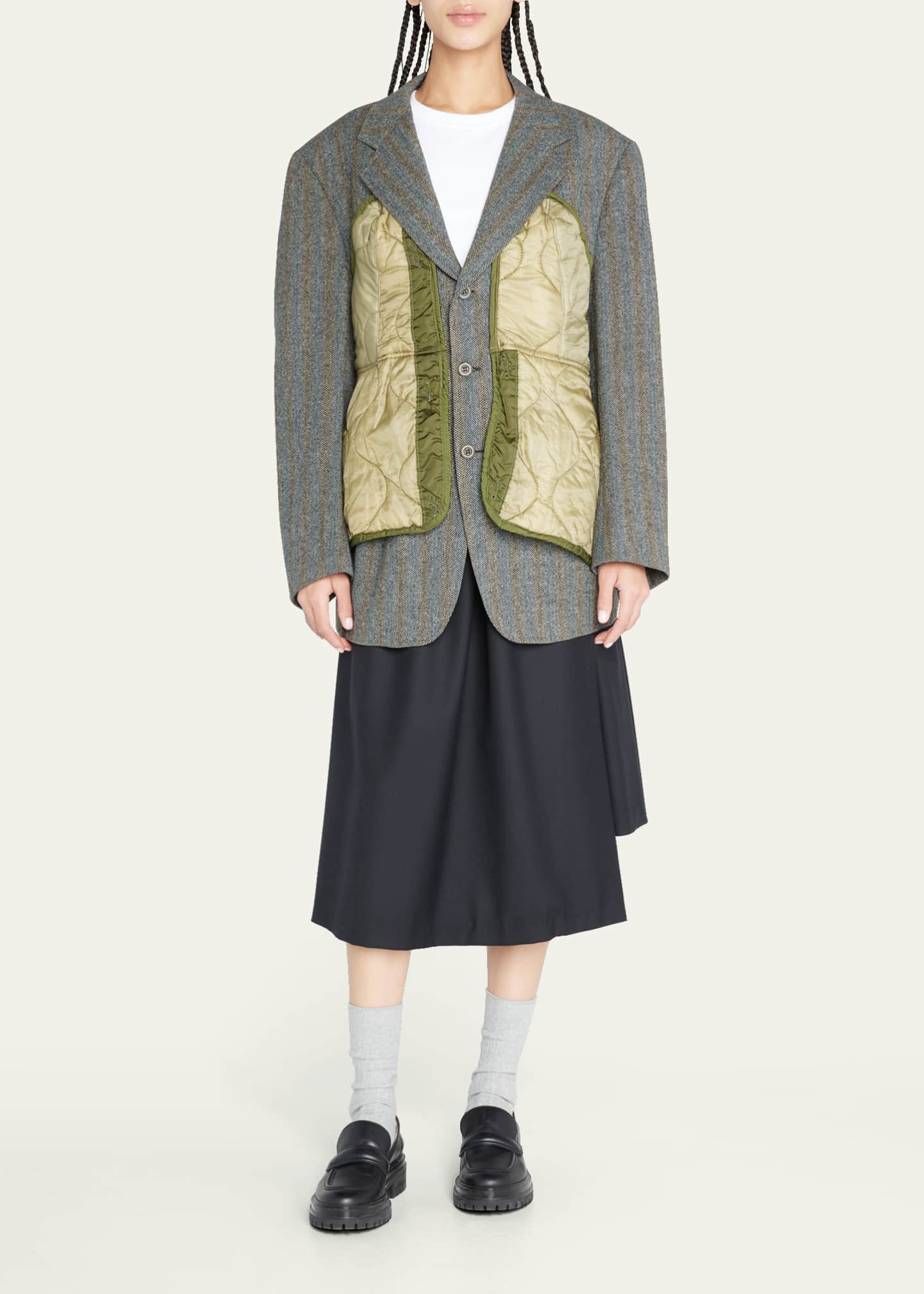 Rentrayage Quilted Bustier Combo Striped Wool Blazer - Bergdorf Goodman