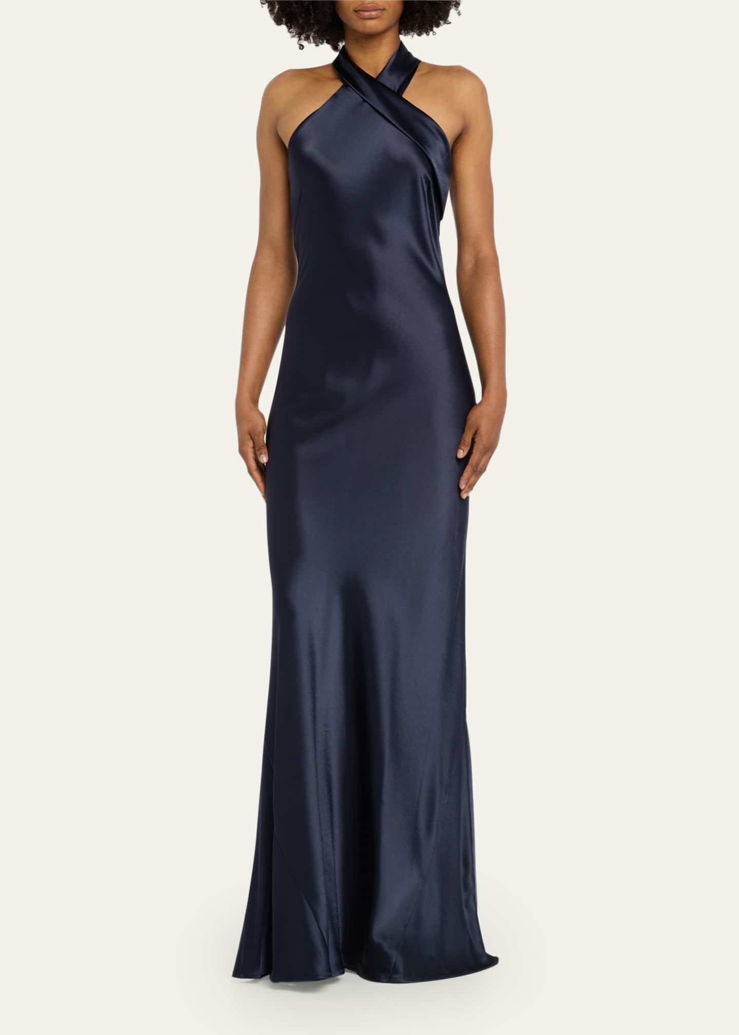 Galvan Pandora Halter Satin Gown - Bergdorf Goodman
