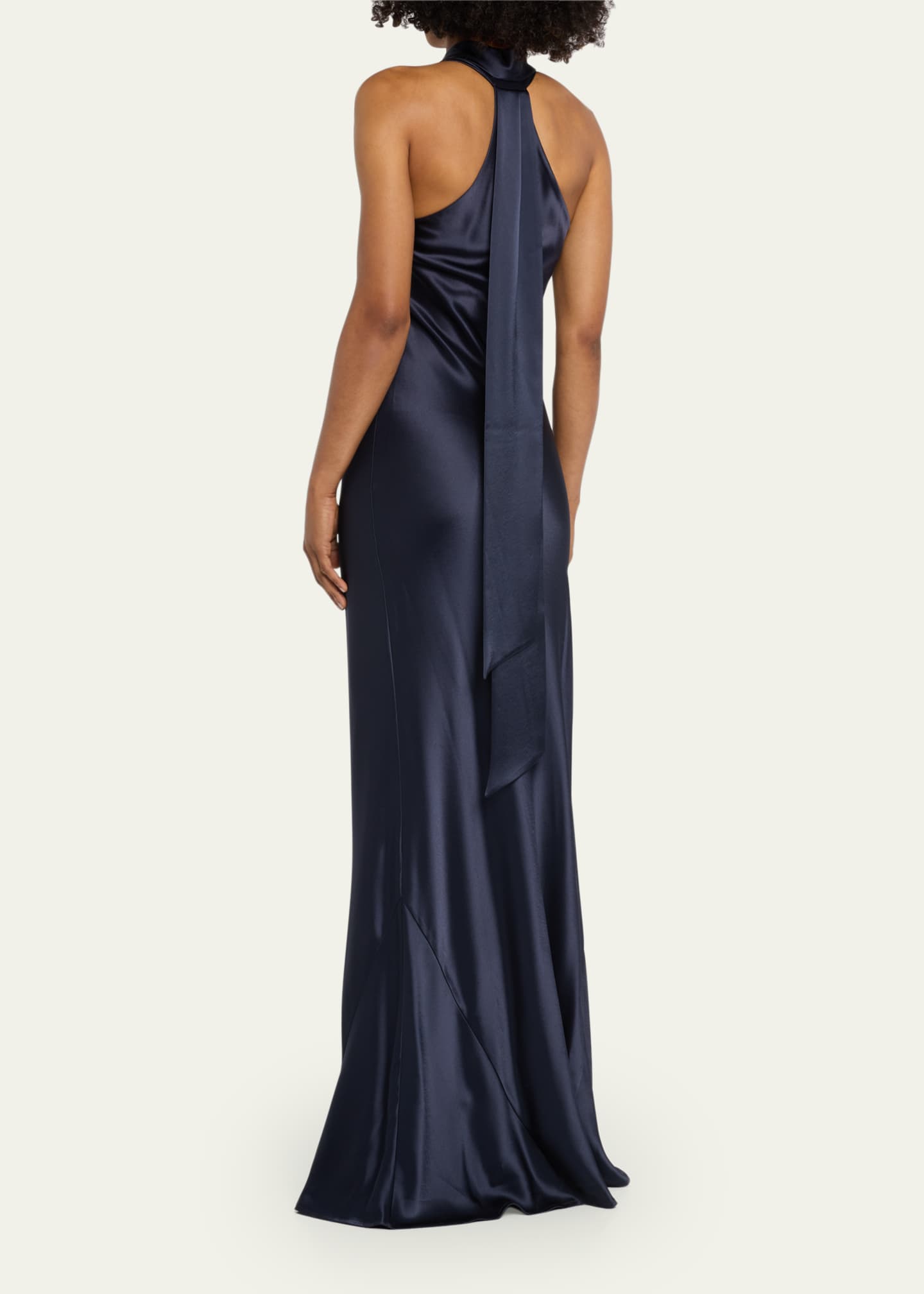 Galvan Pandora Halter Satin Gown - Bergdorf Goodman
