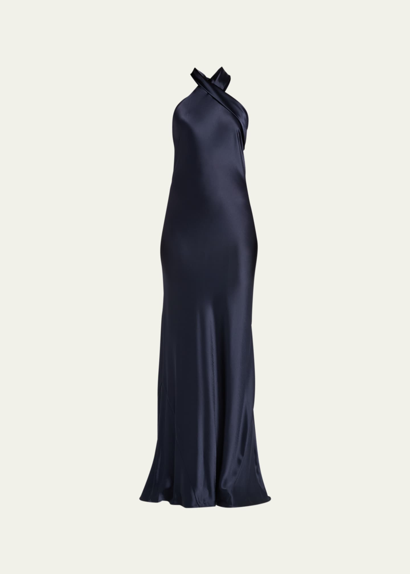 Galvan Pandora Halter Satin Gown - Bergdorf Goodman