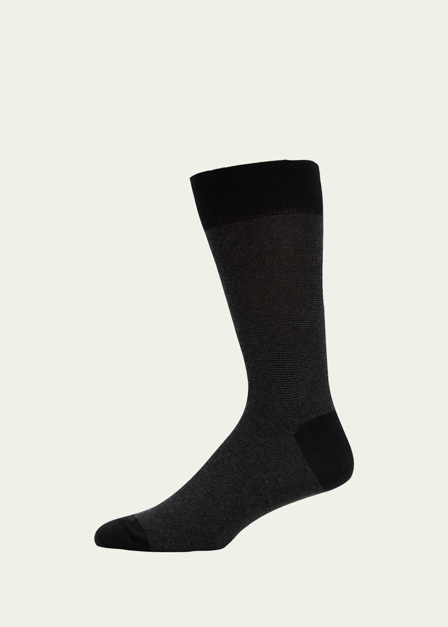 Marcoliani Men's Mousse Of Modal Micro-Stripe Socks - Bergdorf Goodman