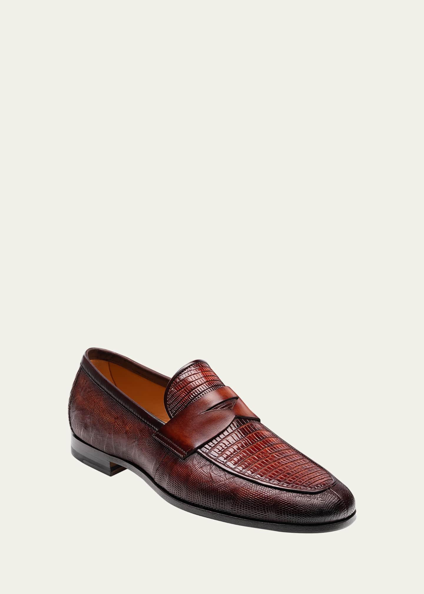 Magnanni Men's Vincente Lizard Penny Loafers - Bergdorf Goodman
