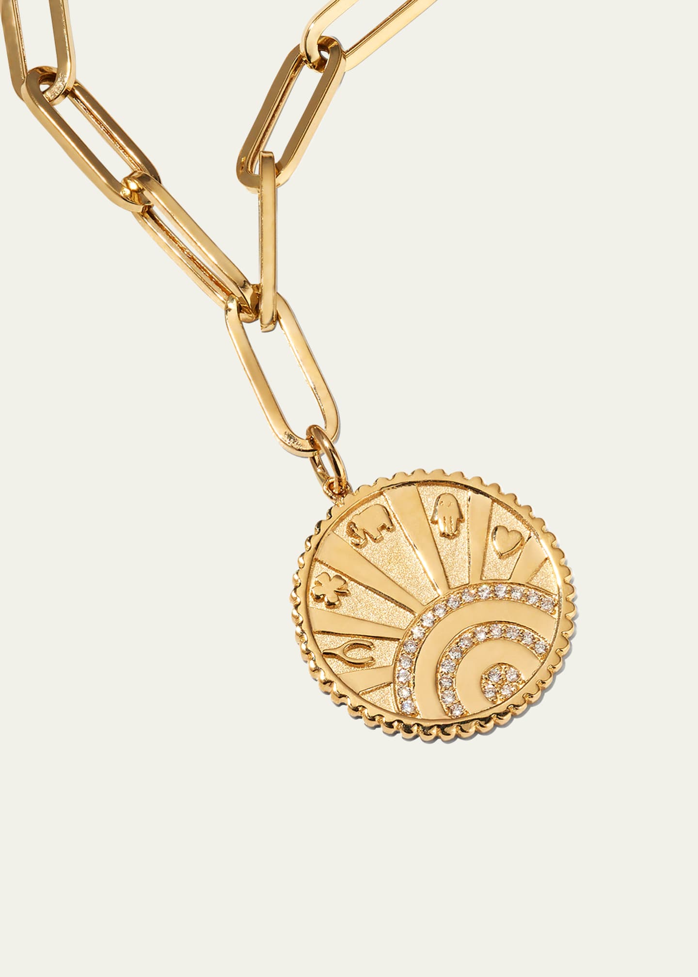 Sydney Evan Coin with Rays on Paperclip Chain - Bergdorf Goodman