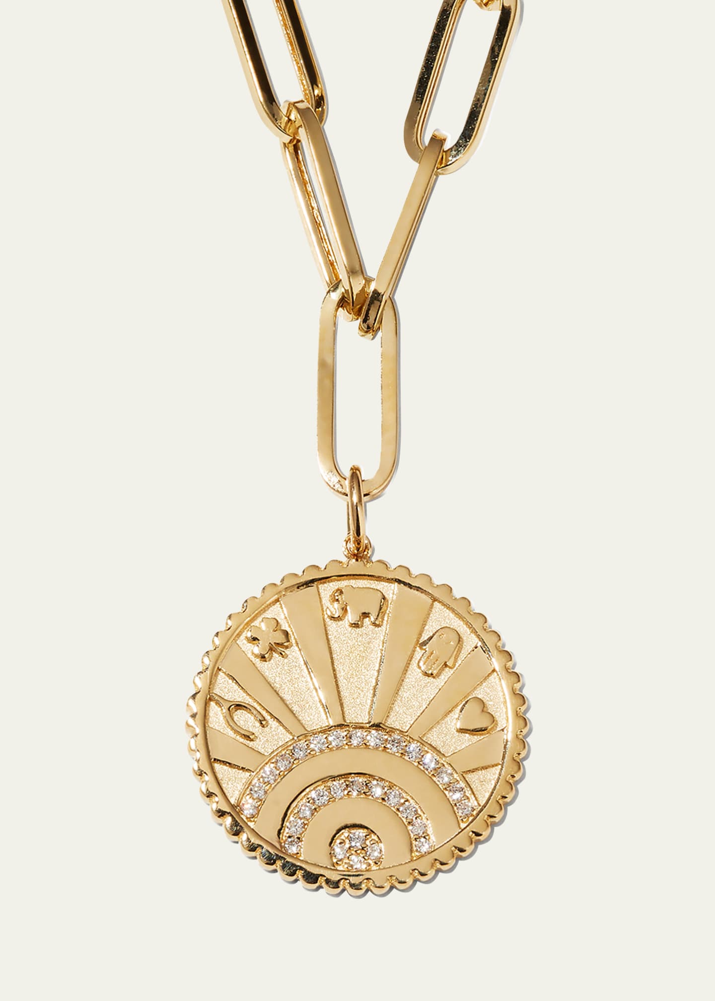 Sydney Evan Coin with Rays on Paperclip Chain - Bergdorf Goodman
