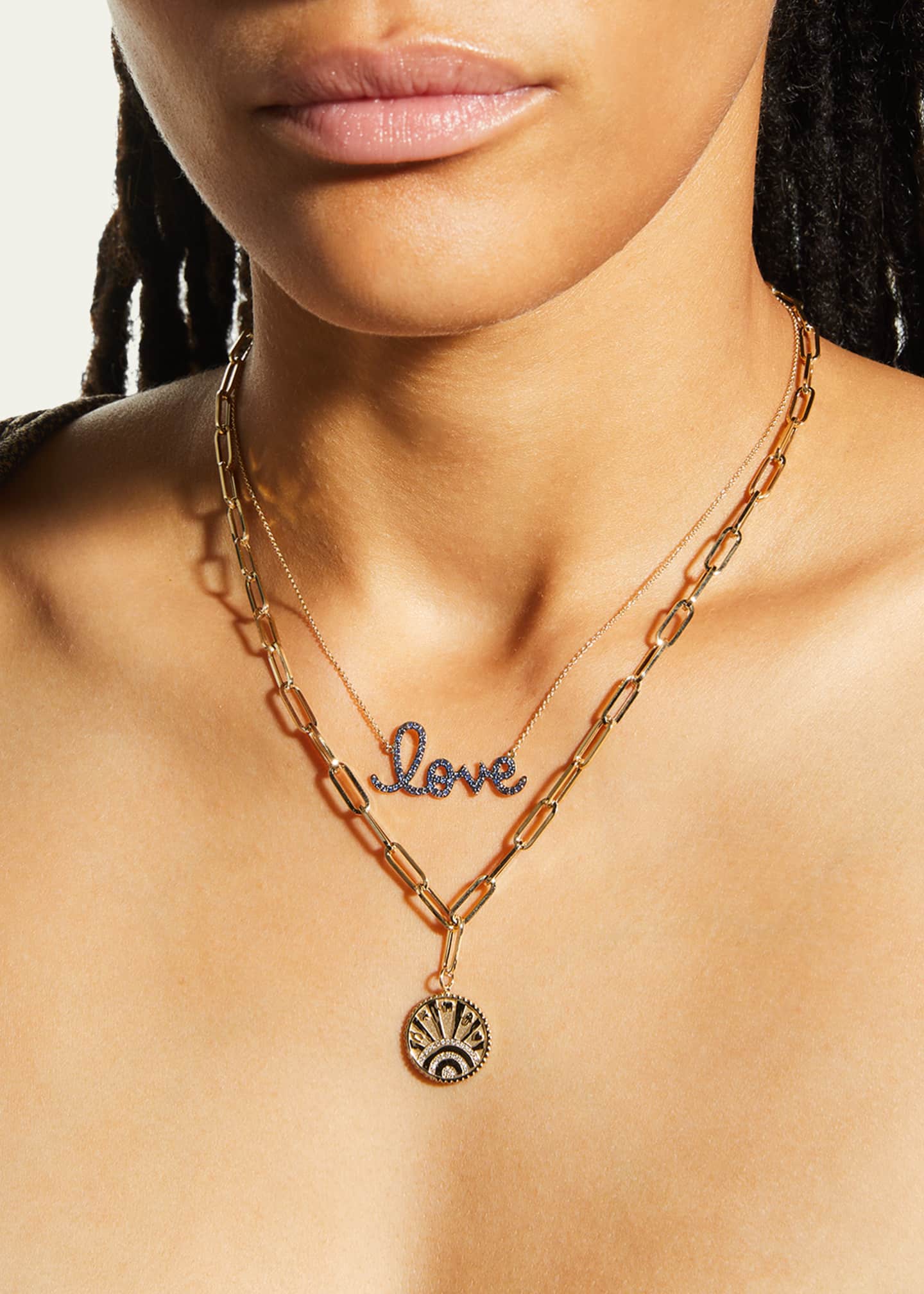 Sydney Evan Coin with Rays on Paperclip Chain - Bergdorf Goodman