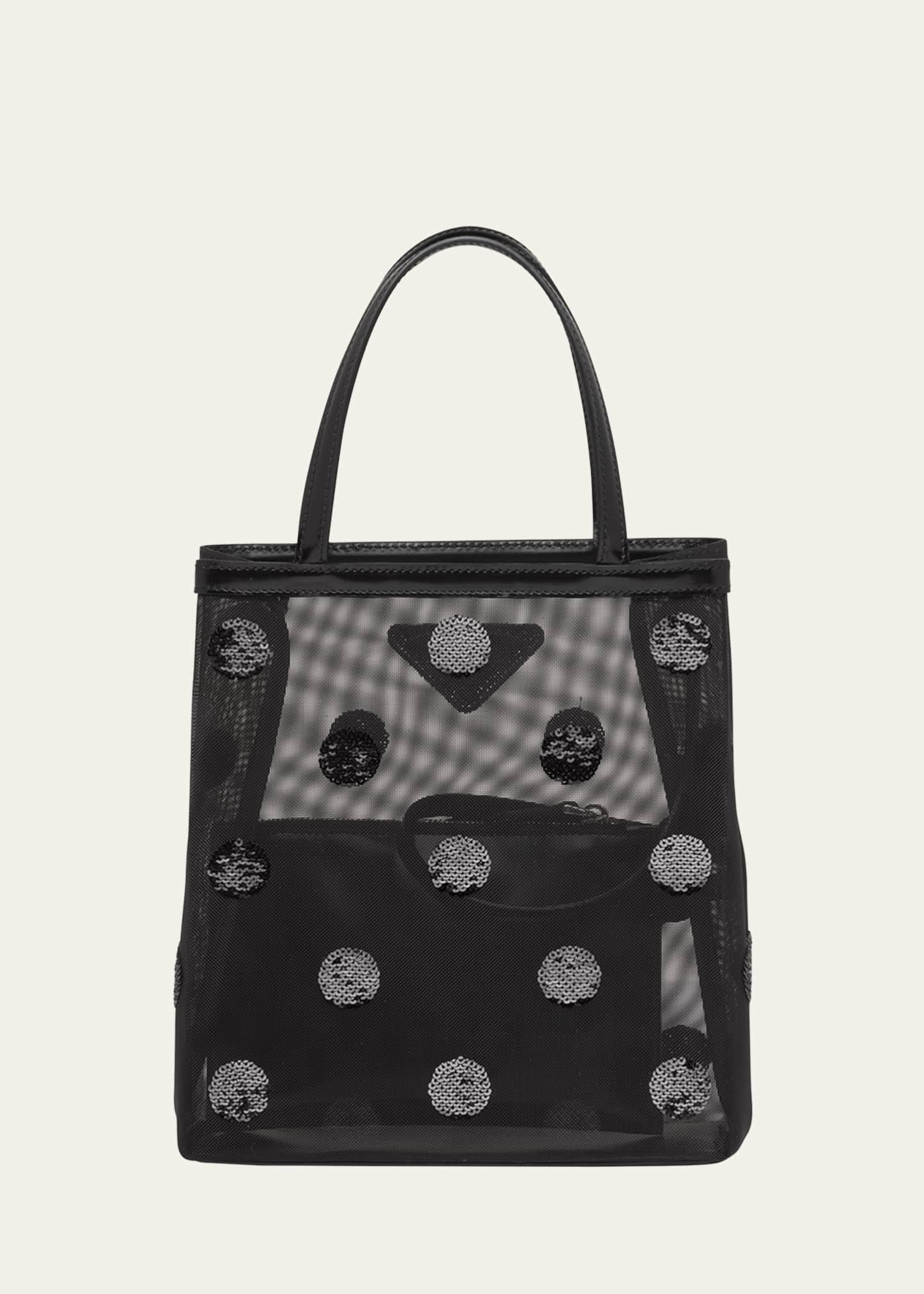 Prada Sequin Polka Dot Mesh Mini Tote Bag - Bergdorf Goodman
