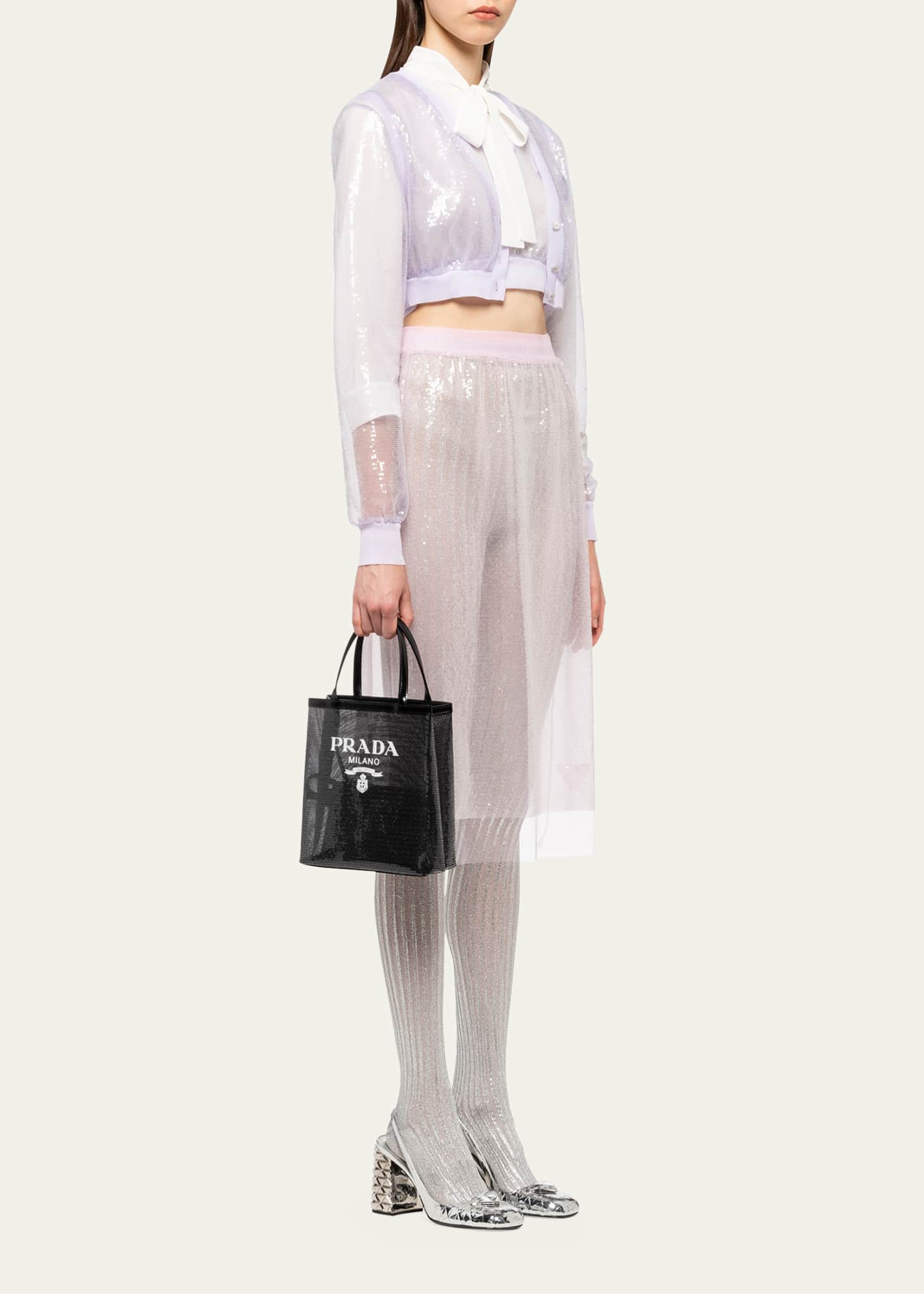 Prada Mesh Sequin Logo Tote Bag - Bergdorf Goodman