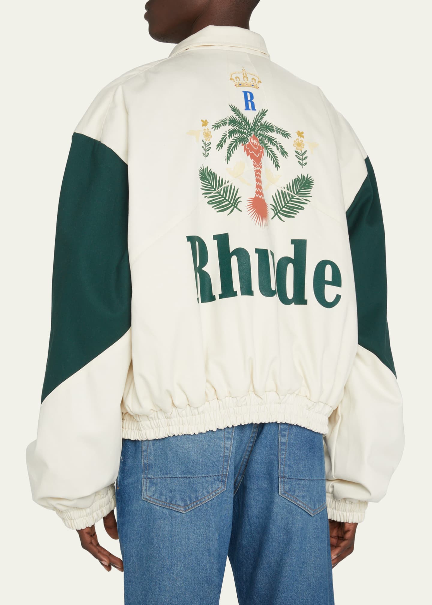 Rhude Men's Palm Logo Colorblock Flight Jacket - Bergdorf Goodman