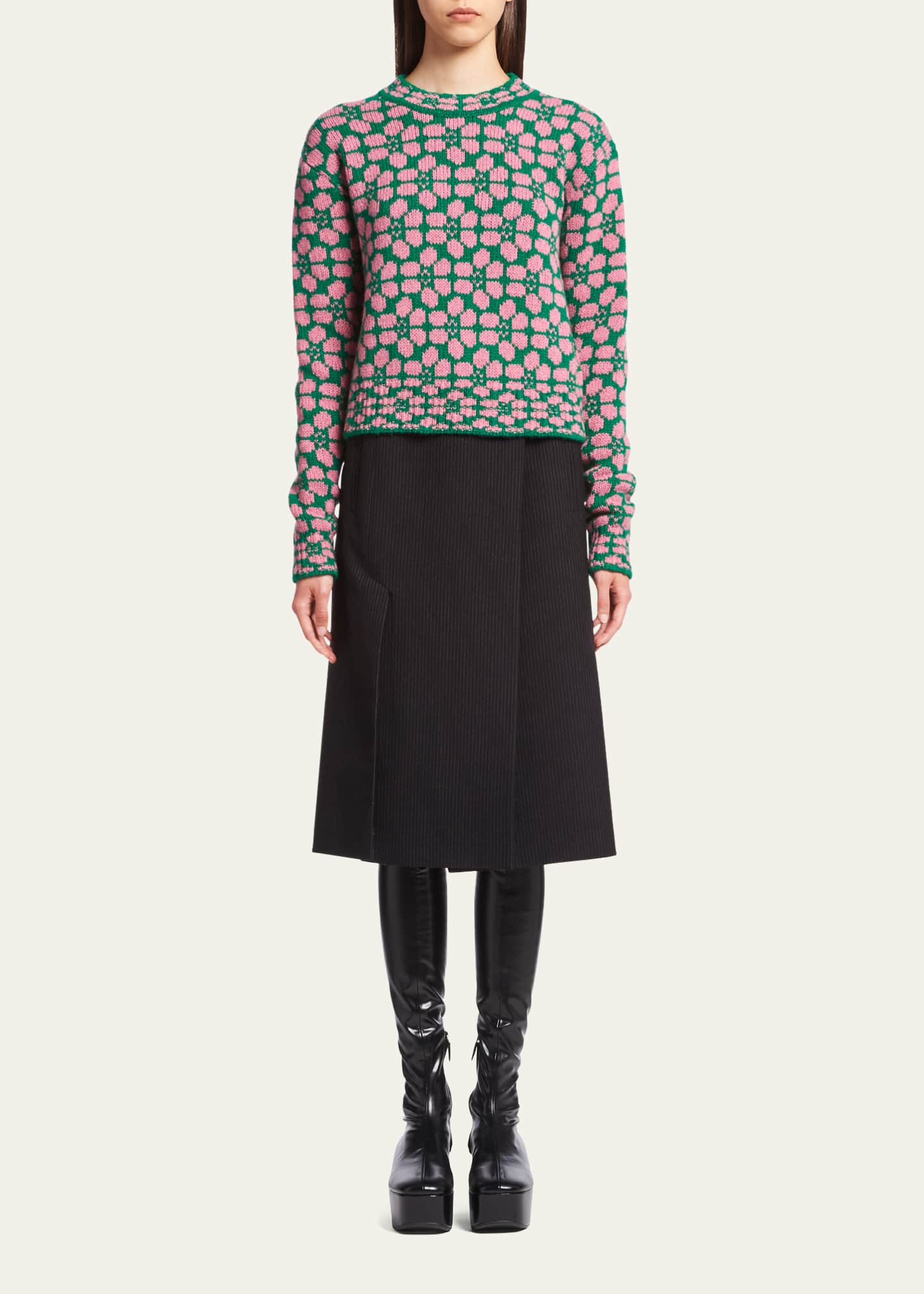Prada Jacquard Knit Oversized Pullover - Bergdorf Goodman
