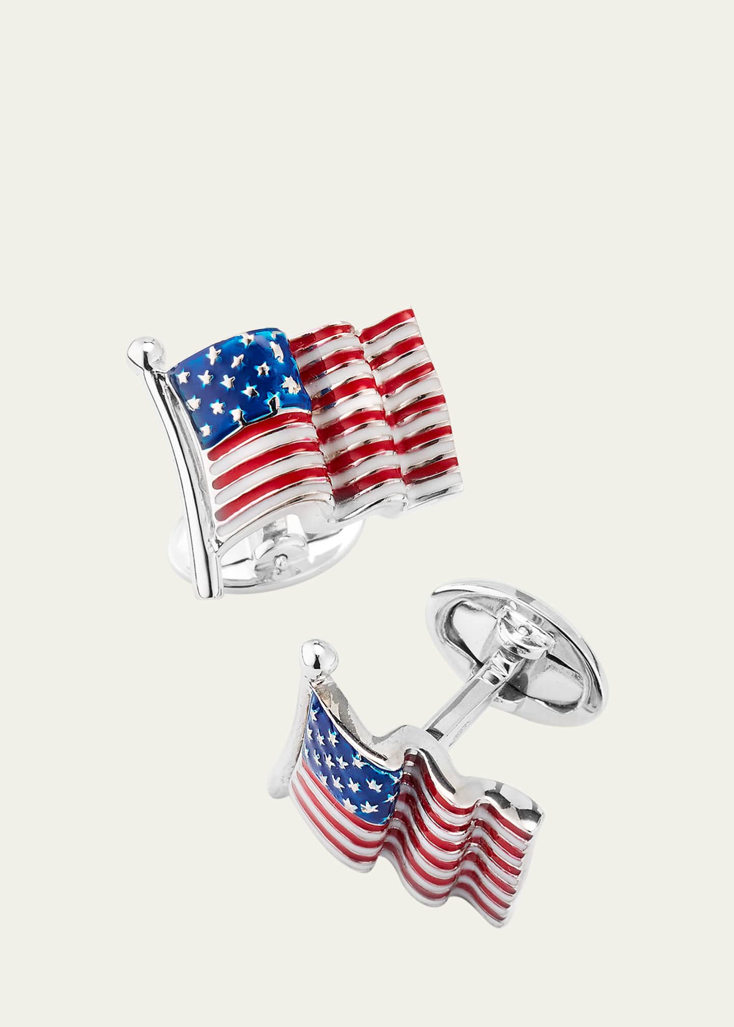 Jan Leslie Men's Sterling Silver Enamel American Flag Cufflinks ...