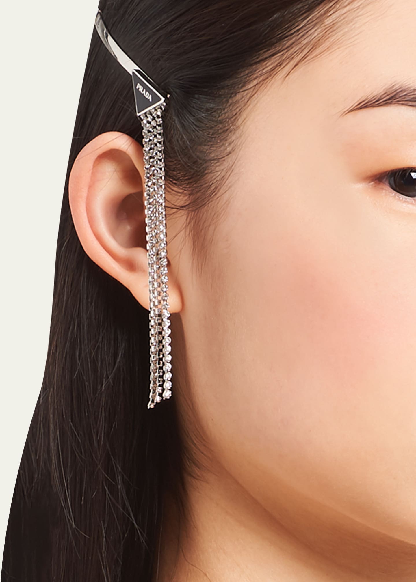 Prada Triangle Logo Crystal Hair Pins - Bergdorf Goodman