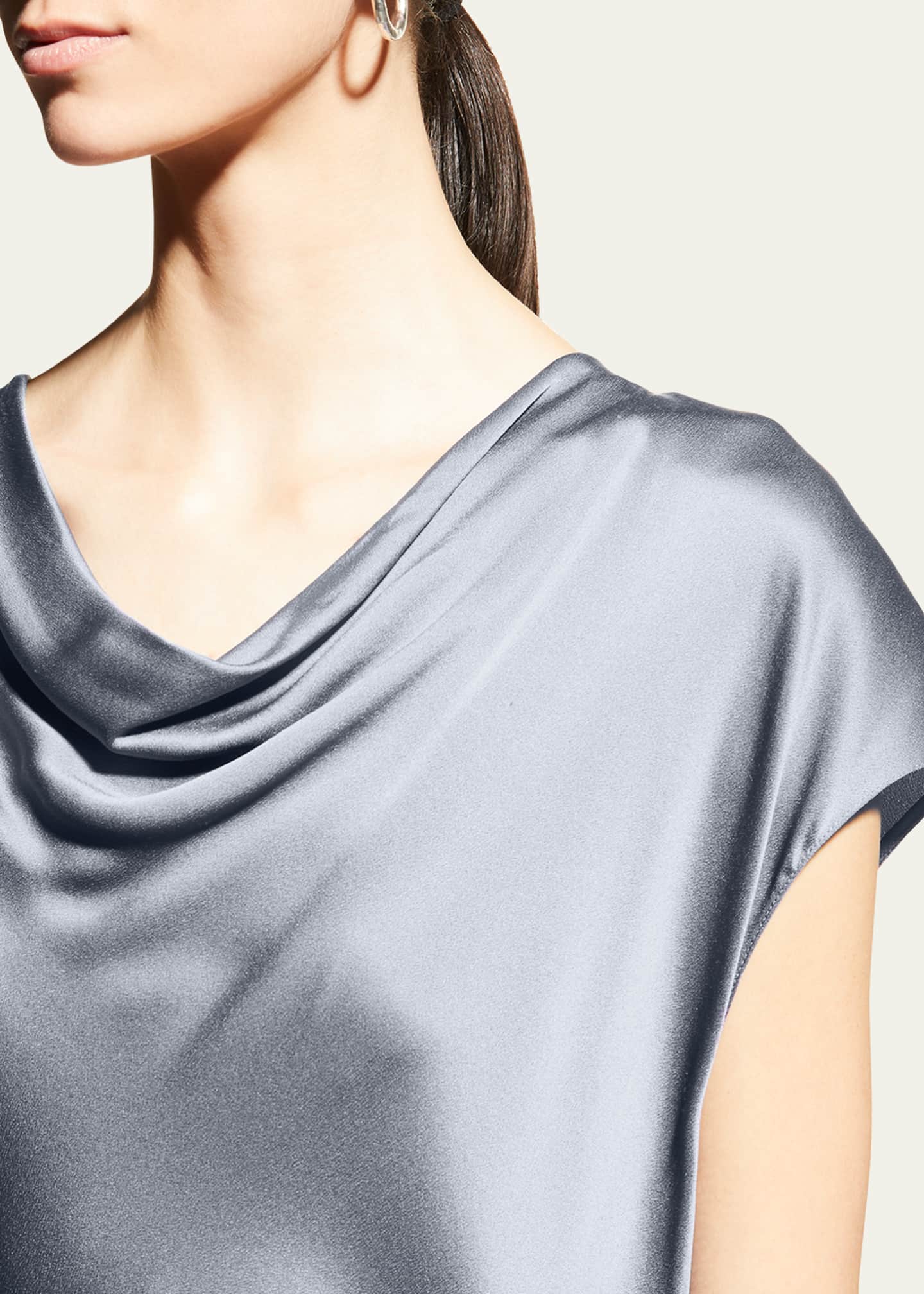 Vince Cowl-Neck Cap-Sleeve Satin Blouse - Bergdorf Goodman