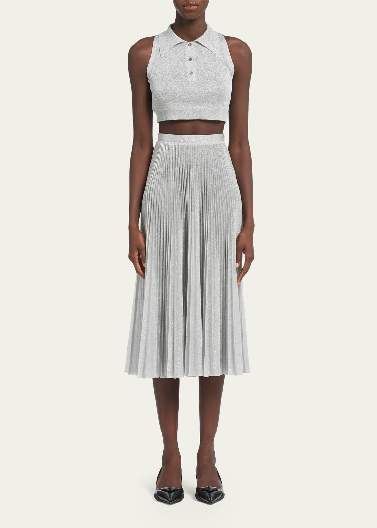 Prada Sleeveless Crop Lurex Knit Top - Bergdorf Goodman