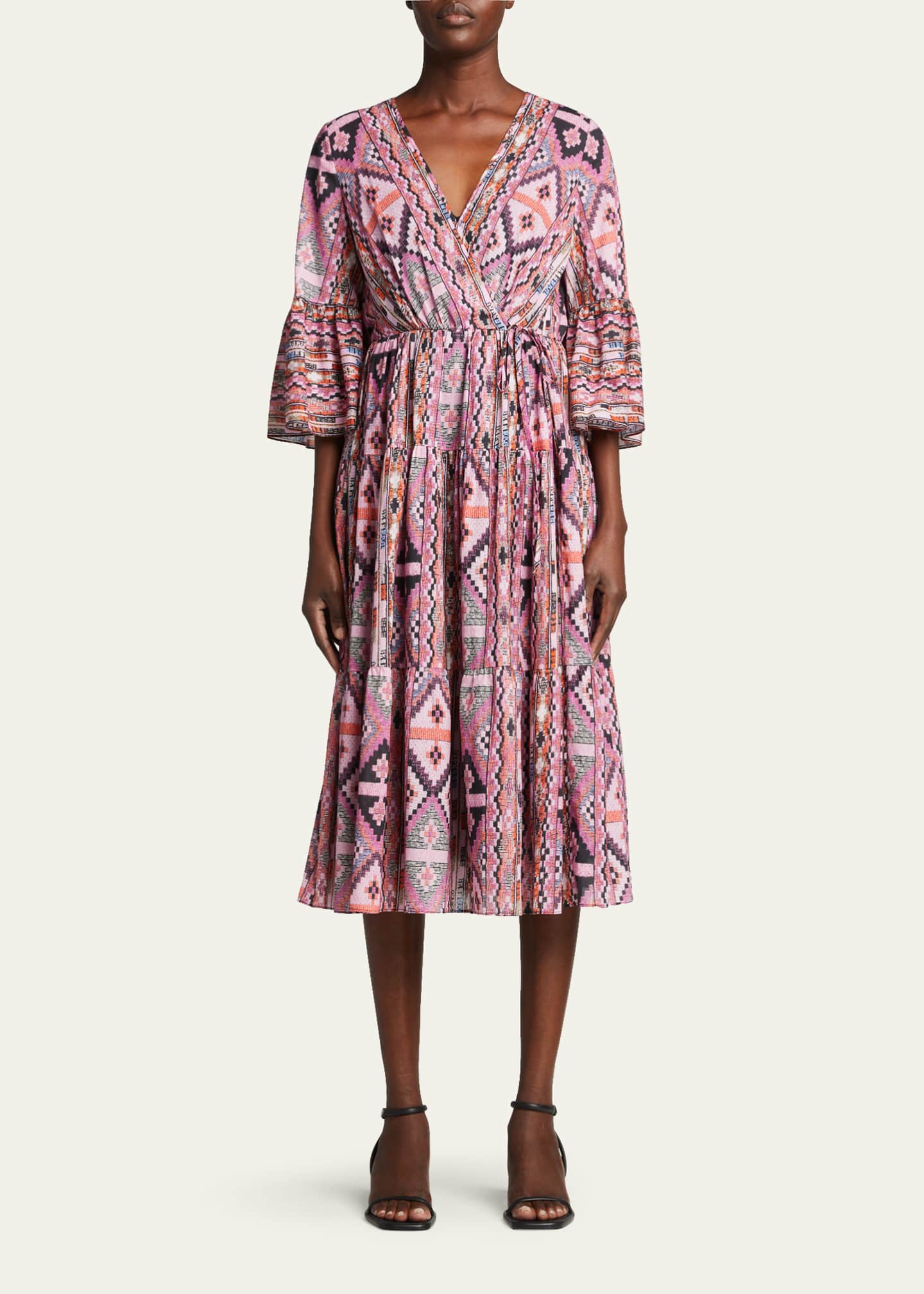 Kobi Halperin Rosa Ikat Bell-Sleeve Midi Dress - Bergdorf Goodman