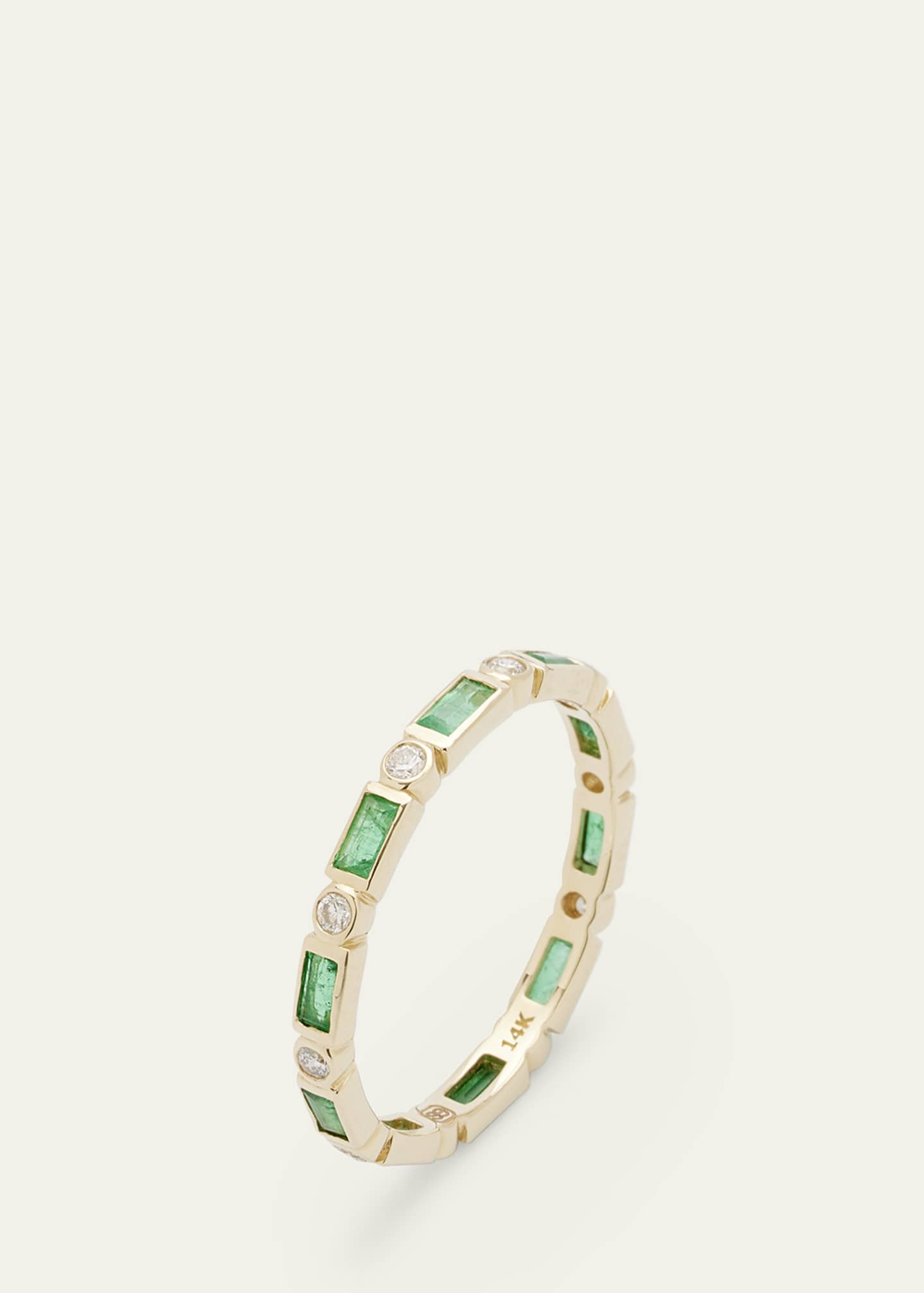 Sydney Evan 14K Yellow Gold Diamond and Emerald Eternity Ring ...