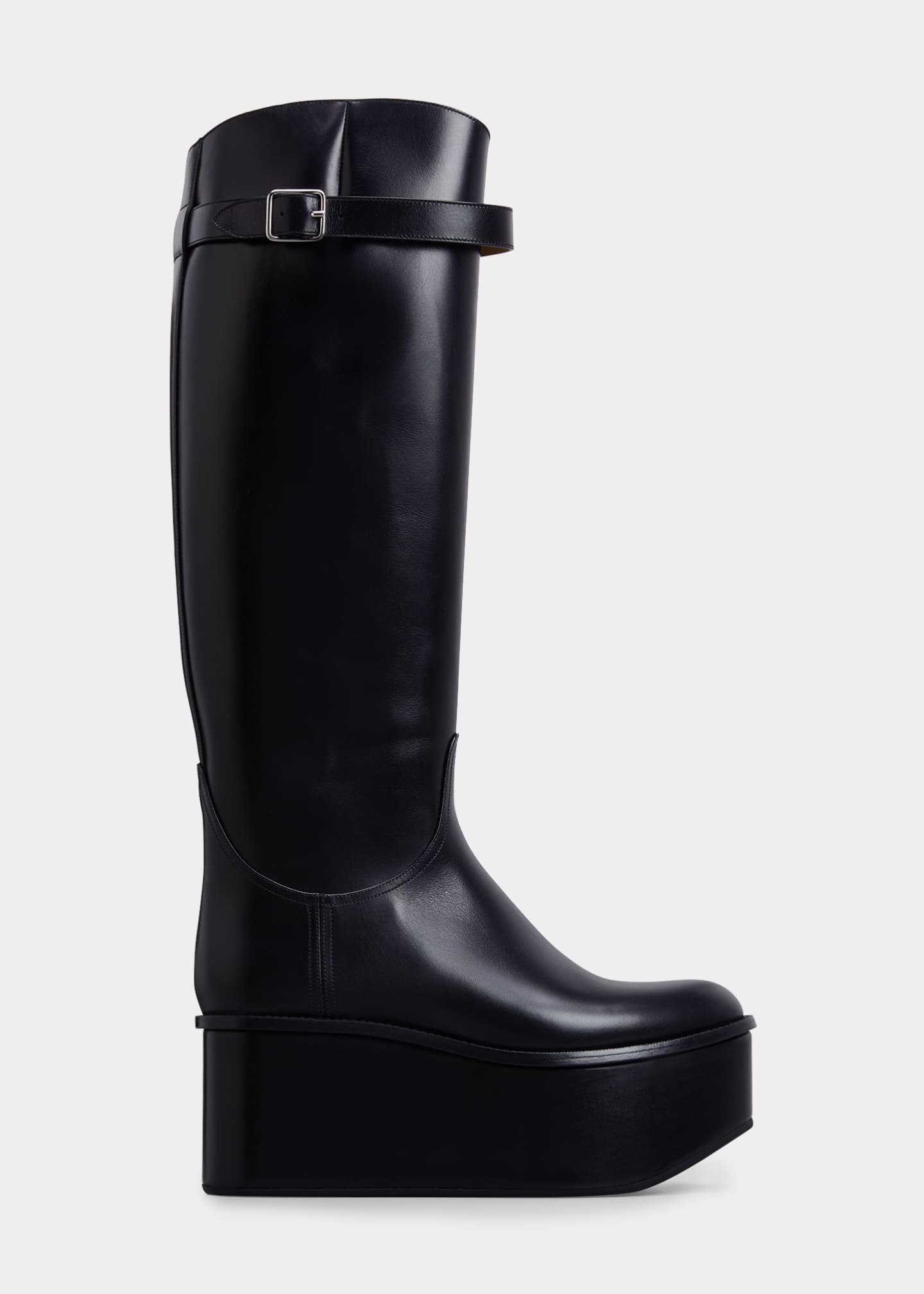 Loewe Calfskin Wedge Moto Riding Boots - Bergdorf Goodman