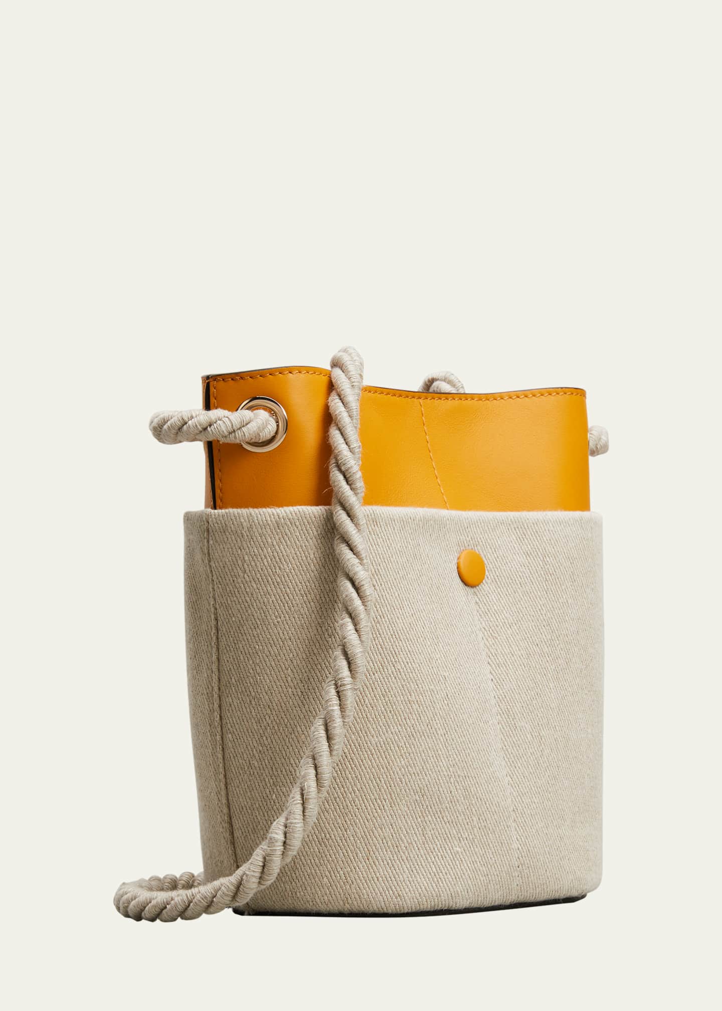 Chloe Key Small Linen & Leather Bucket Bag - Bergdorf Goodman