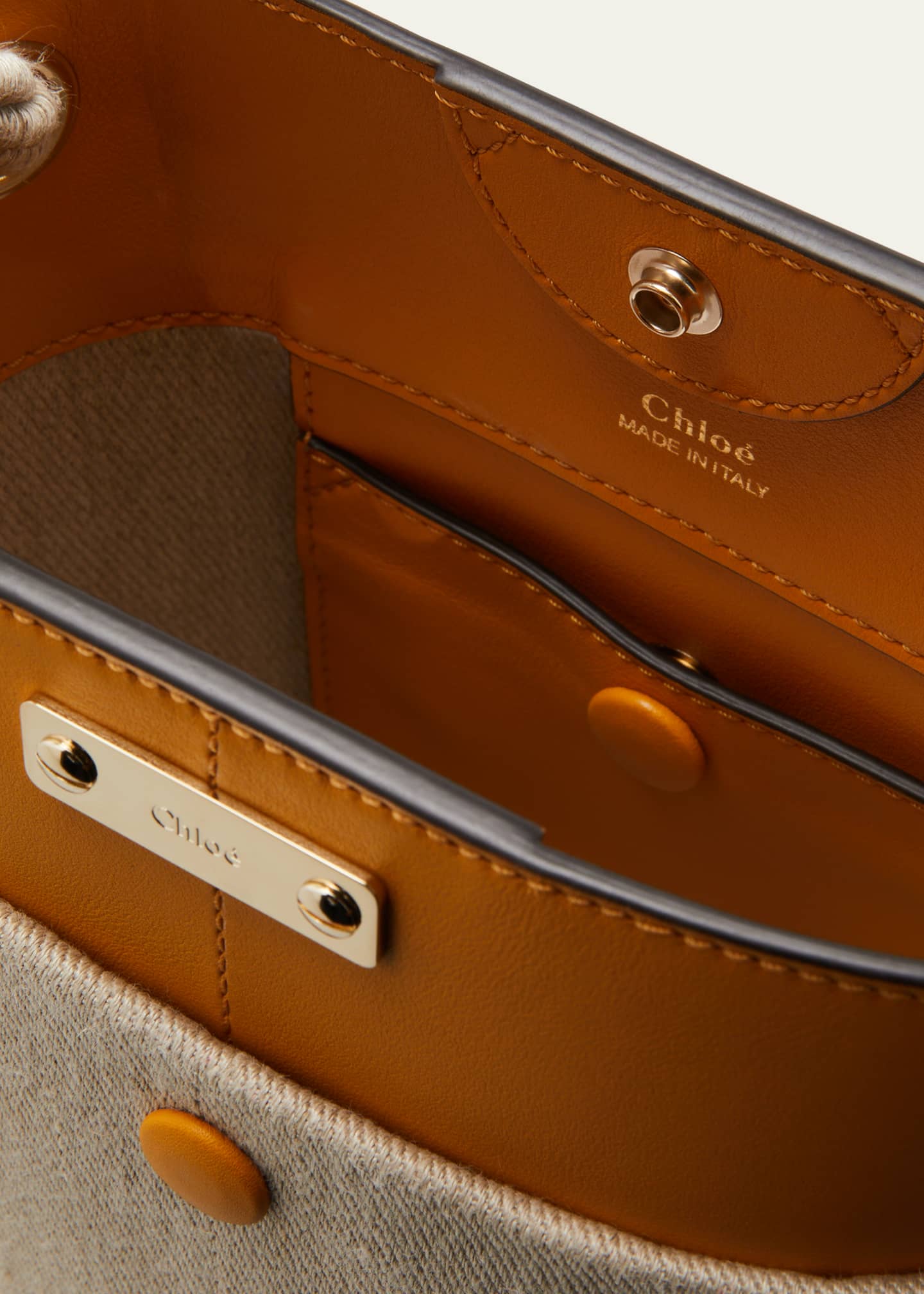 Chloe Key Small Linen & Leather Bucket Bag - Bergdorf Goodman