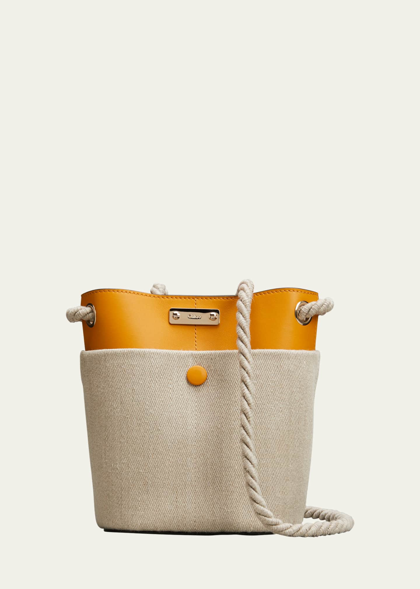 Chloe Key Small Linen & Leather Bucket Bag - Bergdorf Goodman