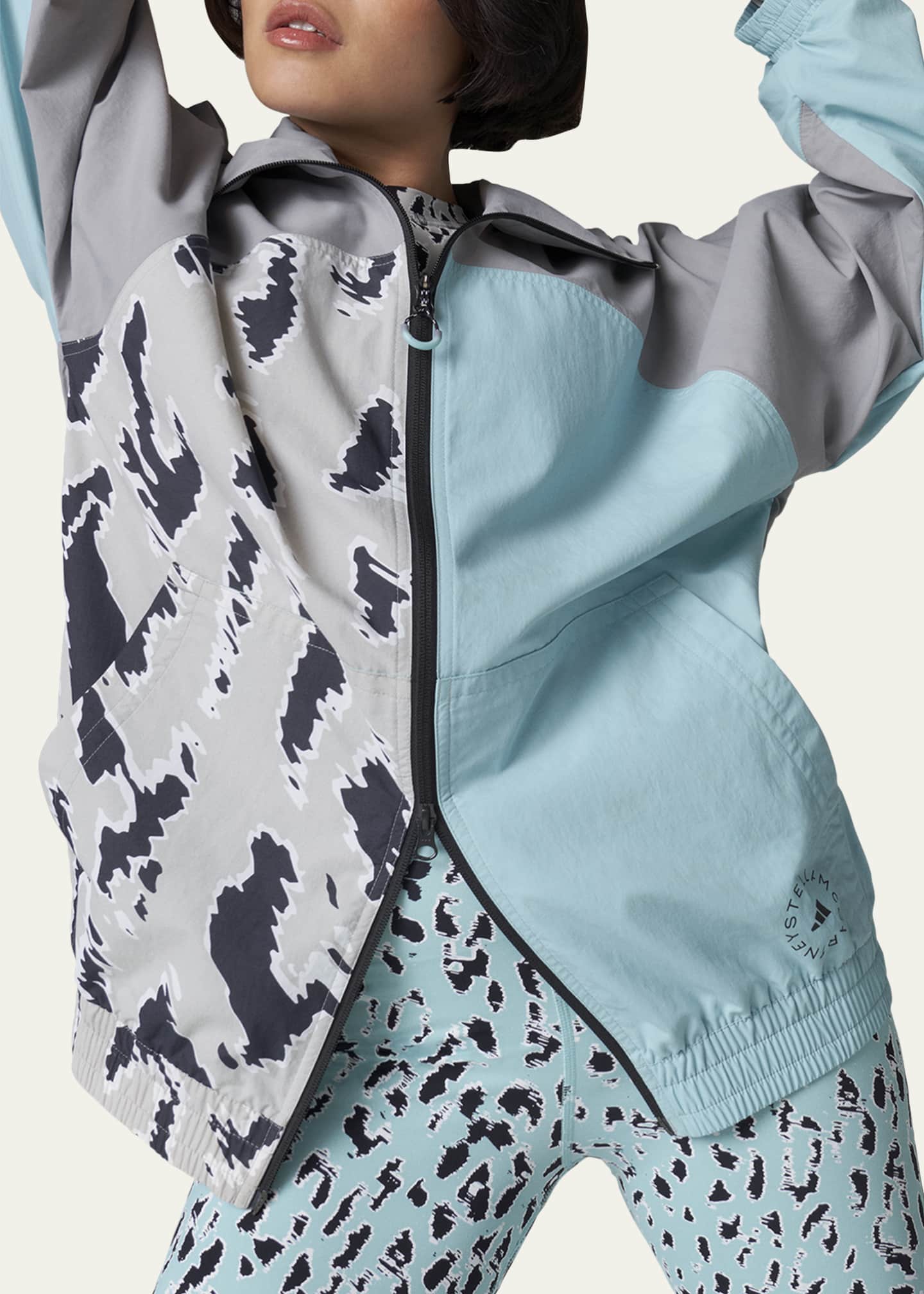 adidas by Stella McCartney Woven Colorblock Animal-Print Track Top ...