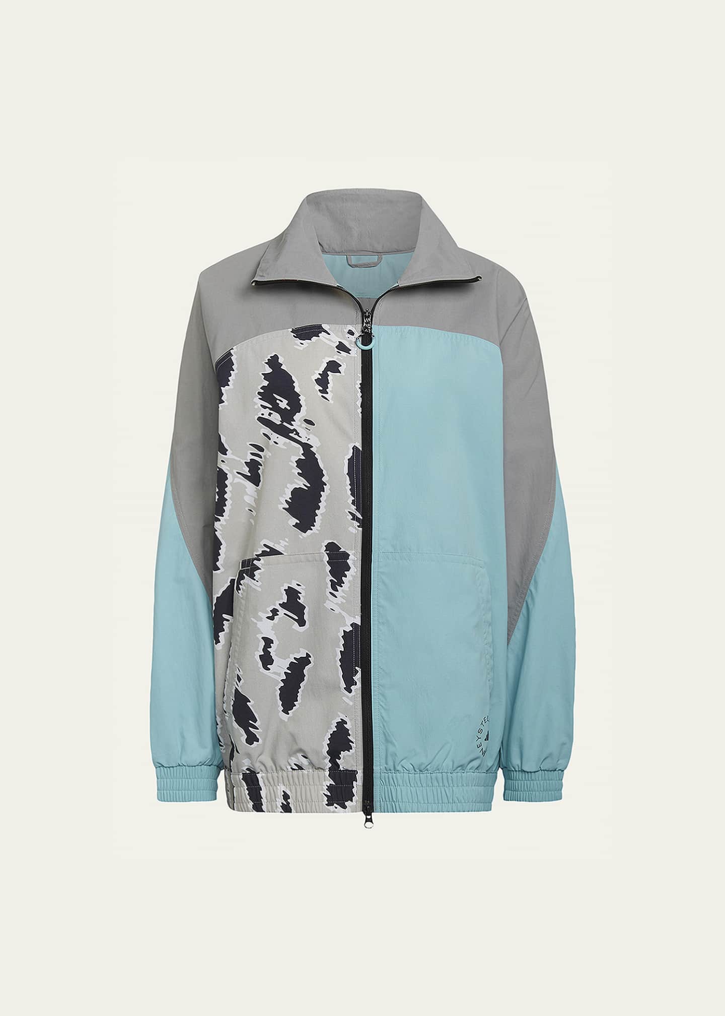 adidas by Stella McCartney Woven Colorblock Animal-Print Track Top ...