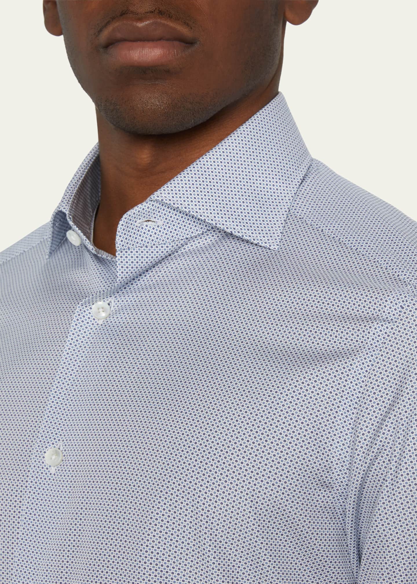 ZEGNA Men's Micro-Dot Long Sleeve Dress Shirt - Bergdorf Goodman