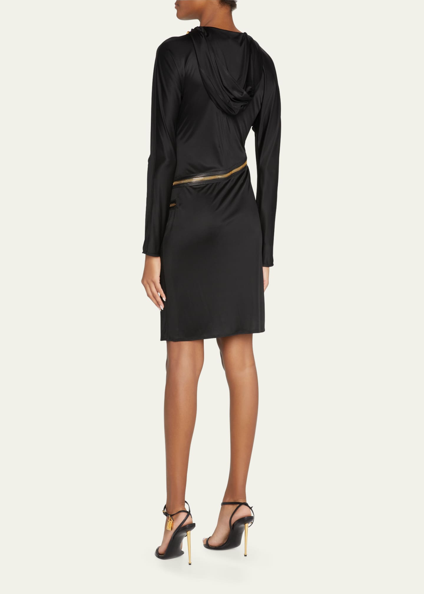 TOM FORD Hooded Jersey Mini Dress w/ Zipper Details - Bergdorf Goodman