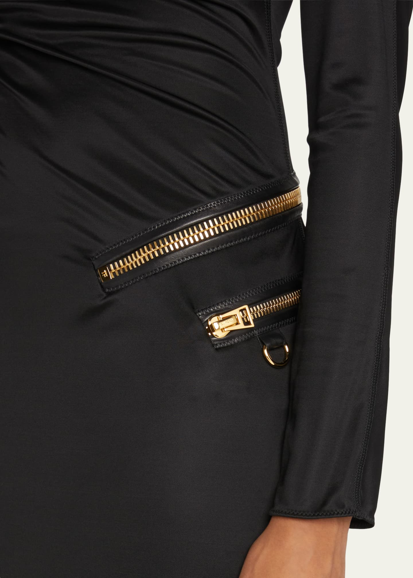 TOM FORD Hooded Jersey Mini Dress w/ Zipper Details - Bergdorf Goodman