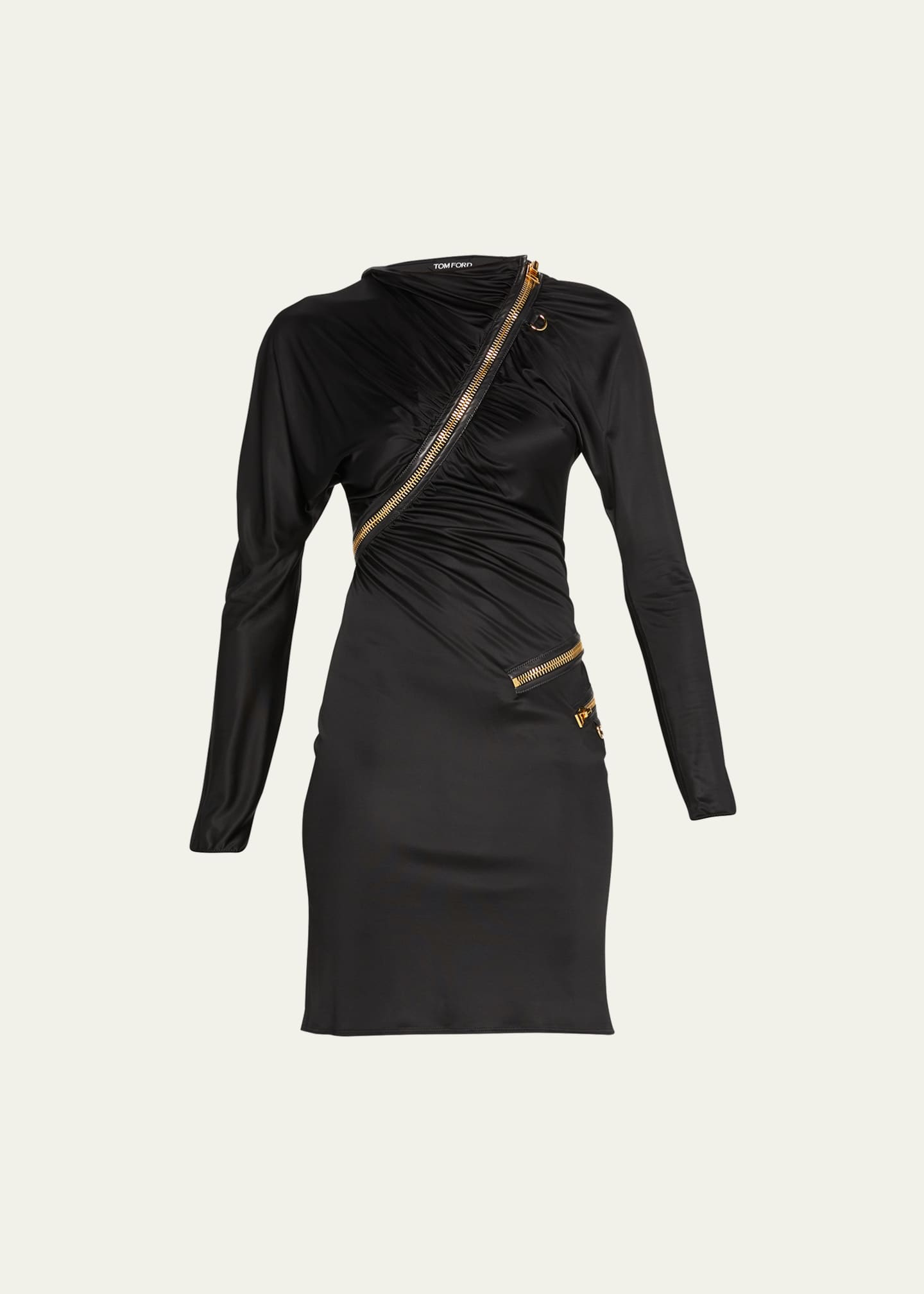 TOM FORD Hooded Jersey Mini Dress w/ Zipper Details - Bergdorf Goodman