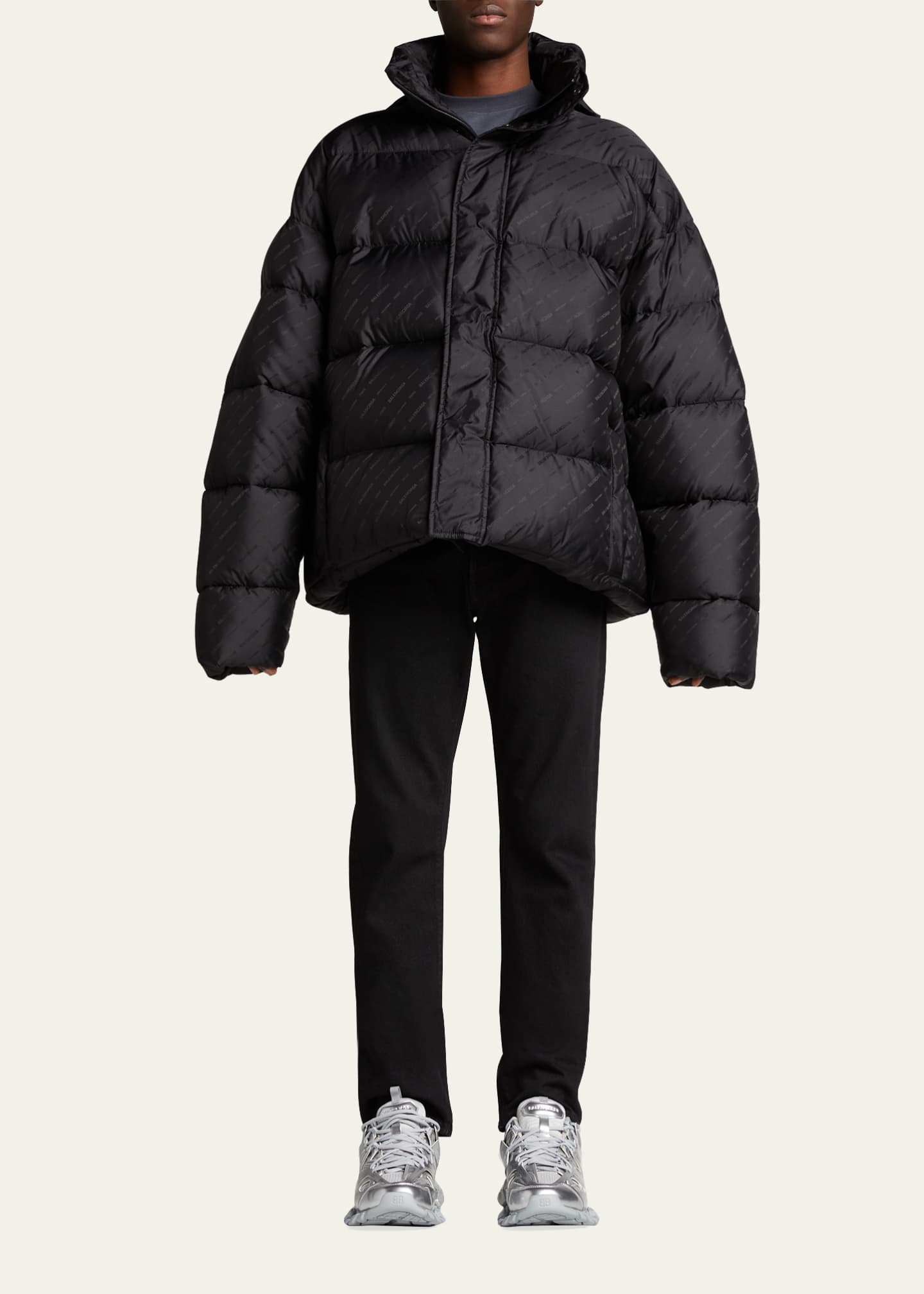 Balenciaga Men's Logo Jacquard Puffer Jacket - Bergdorf Goodman