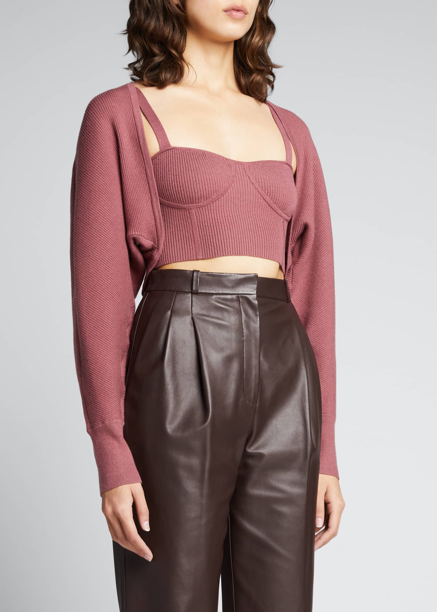 SIMKHAI Viola Cropped Cardigan & Bustier Sweater Set - Bergdorf Goodman