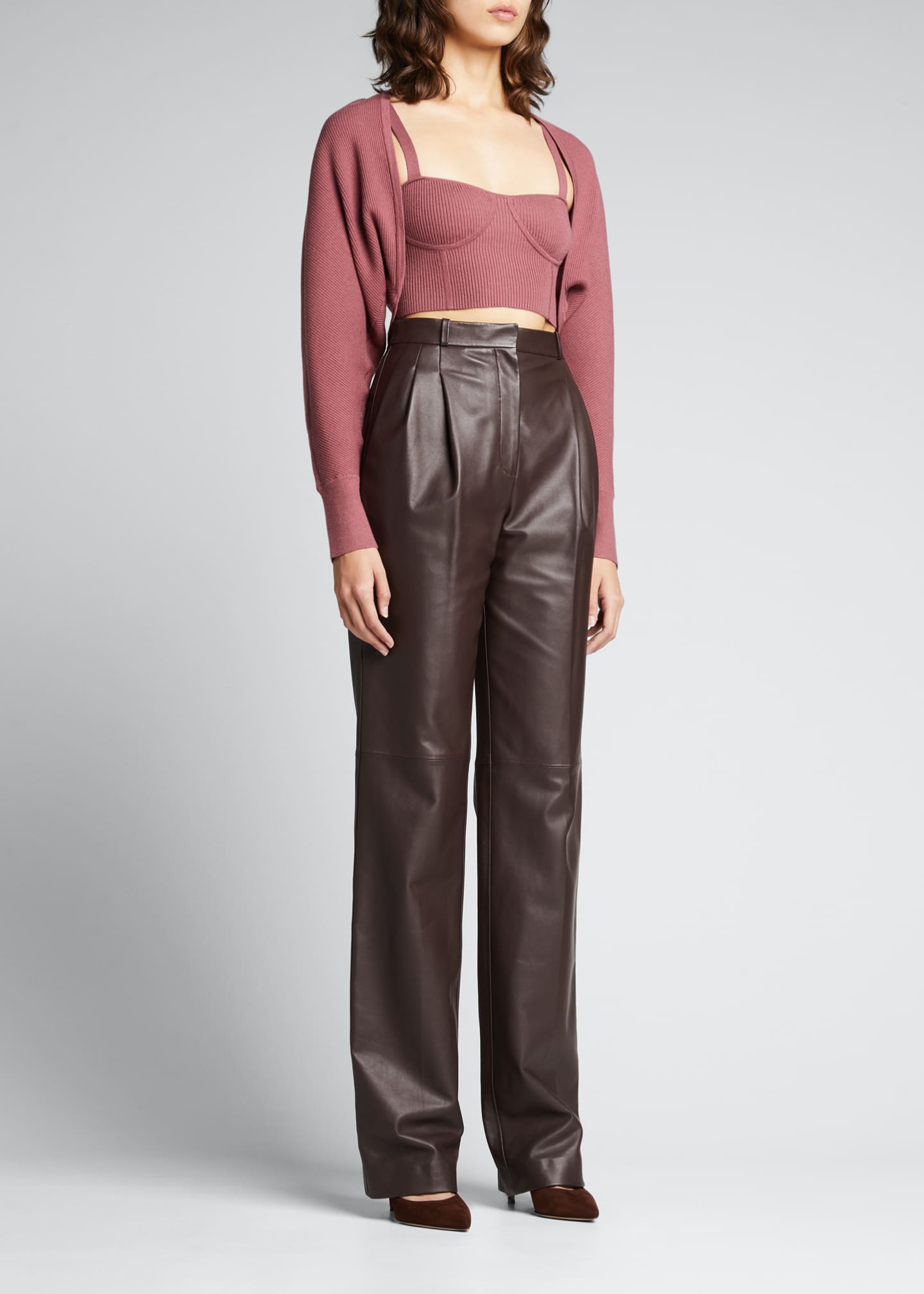 SIMKHAI Viola Cropped Cardigan & Bustier Sweater Set - Bergdorf Goodman