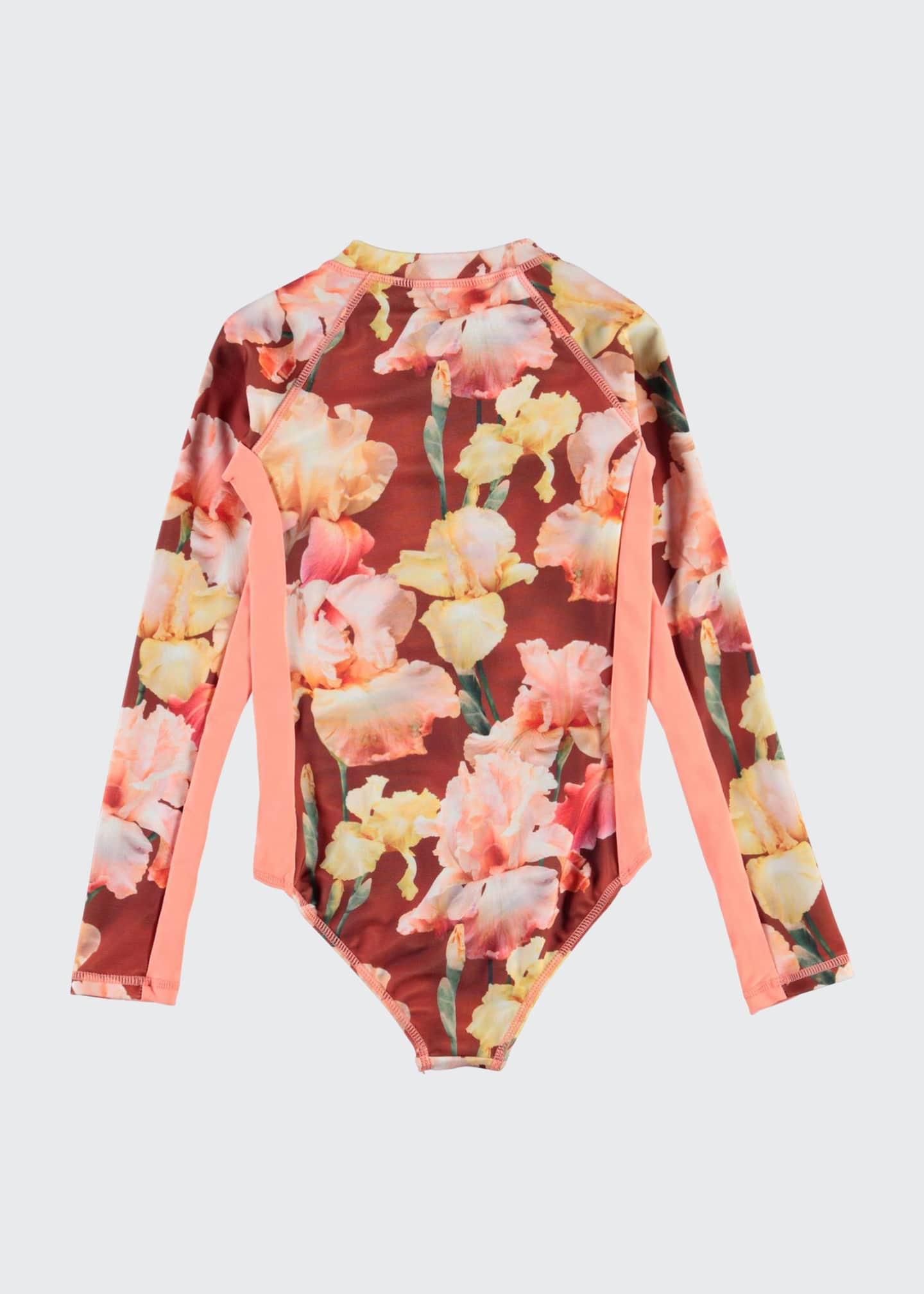 Molo Girl's Necky Floral Long-Sleeve Zip One-Piece Swimsuit, Size 4-16 ...