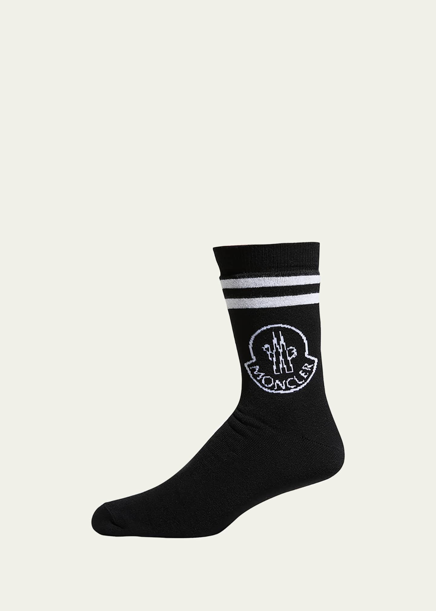 Moncler Men's Striped Logo Socks - Bergdorf Goodman
